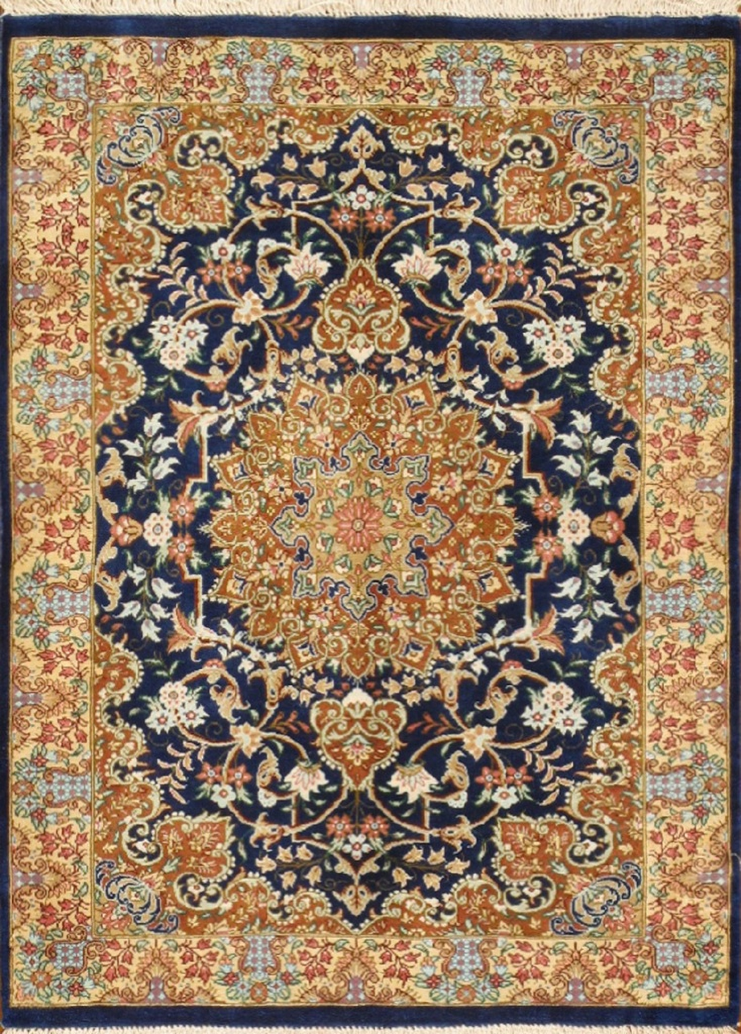 Azerbaijan Collection Hand-Knotted Pure Silk Area Rug- 2' x 2' 7" In ...
