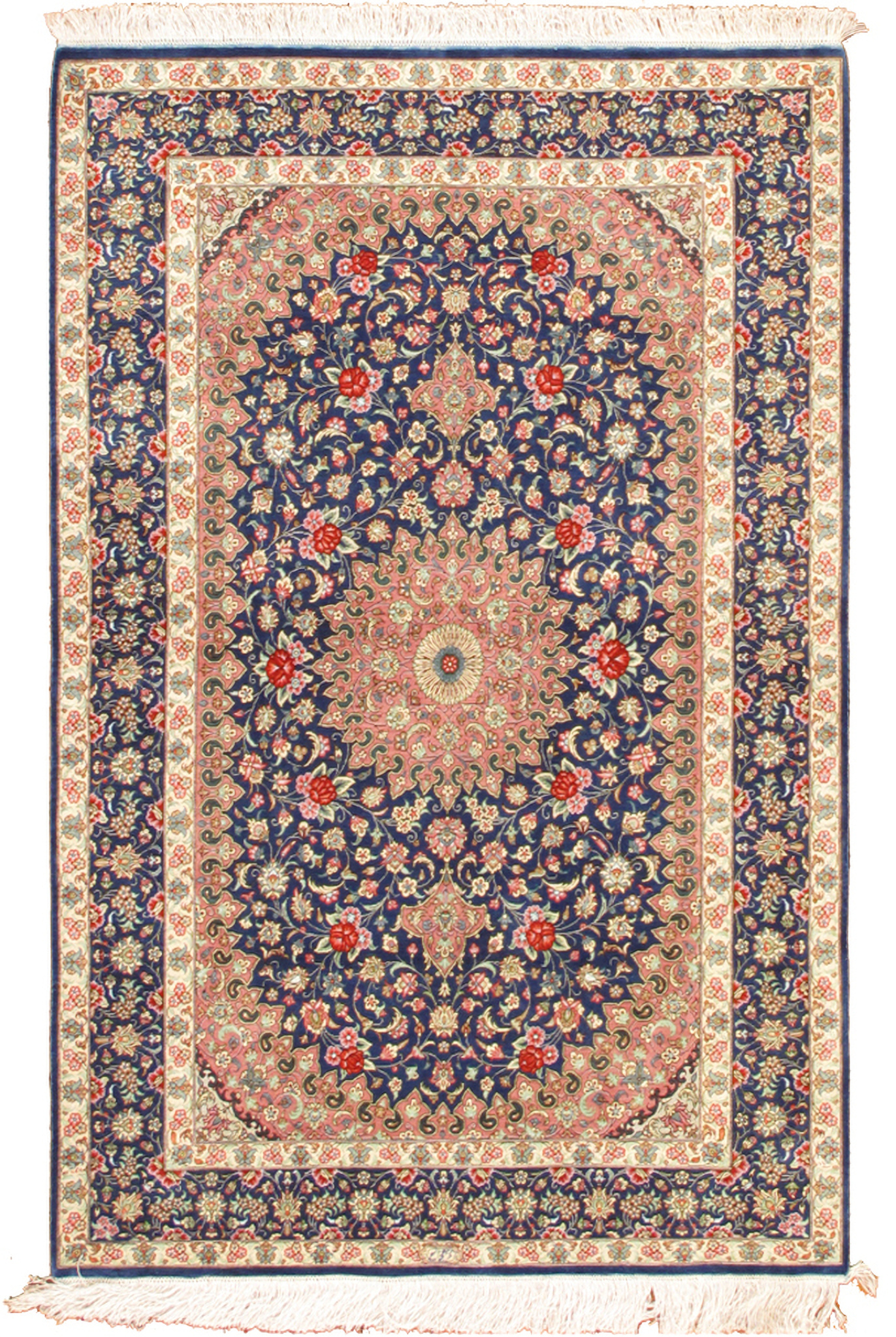Azerbaijan Collection Hand-Knotted Pure Silk Area Rug- 3' 2" x 5' In ...