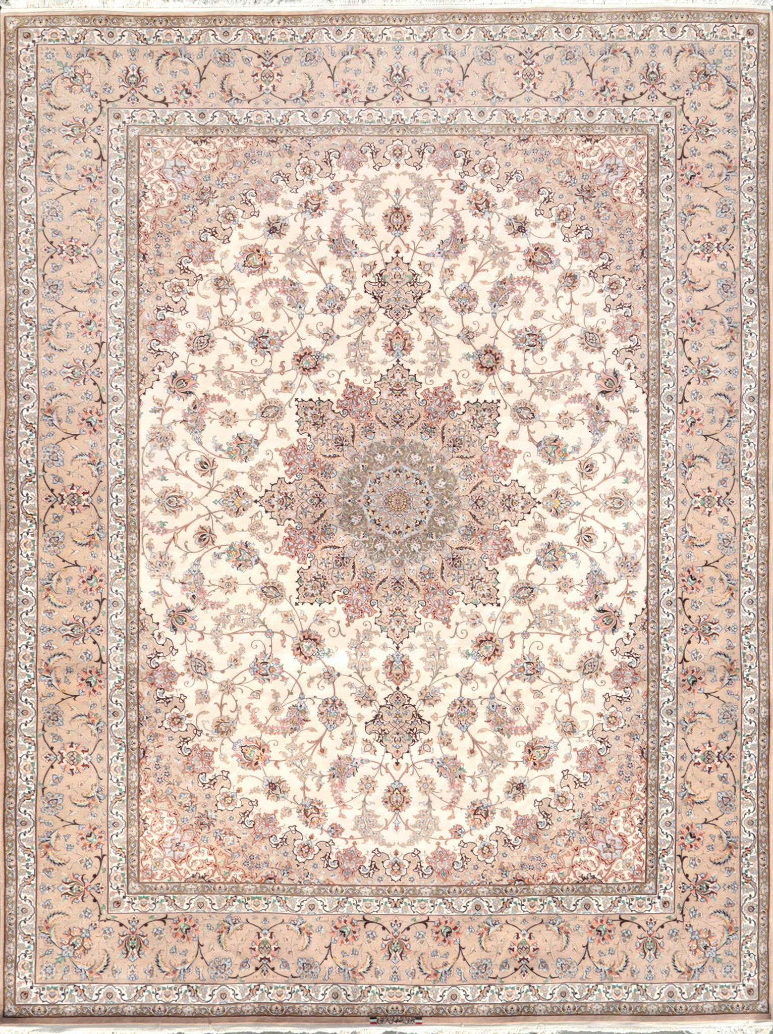 Azerbaijan Collection Hand-Knotted Wool Area Rug-10' x 13' 6" In Ivory ...