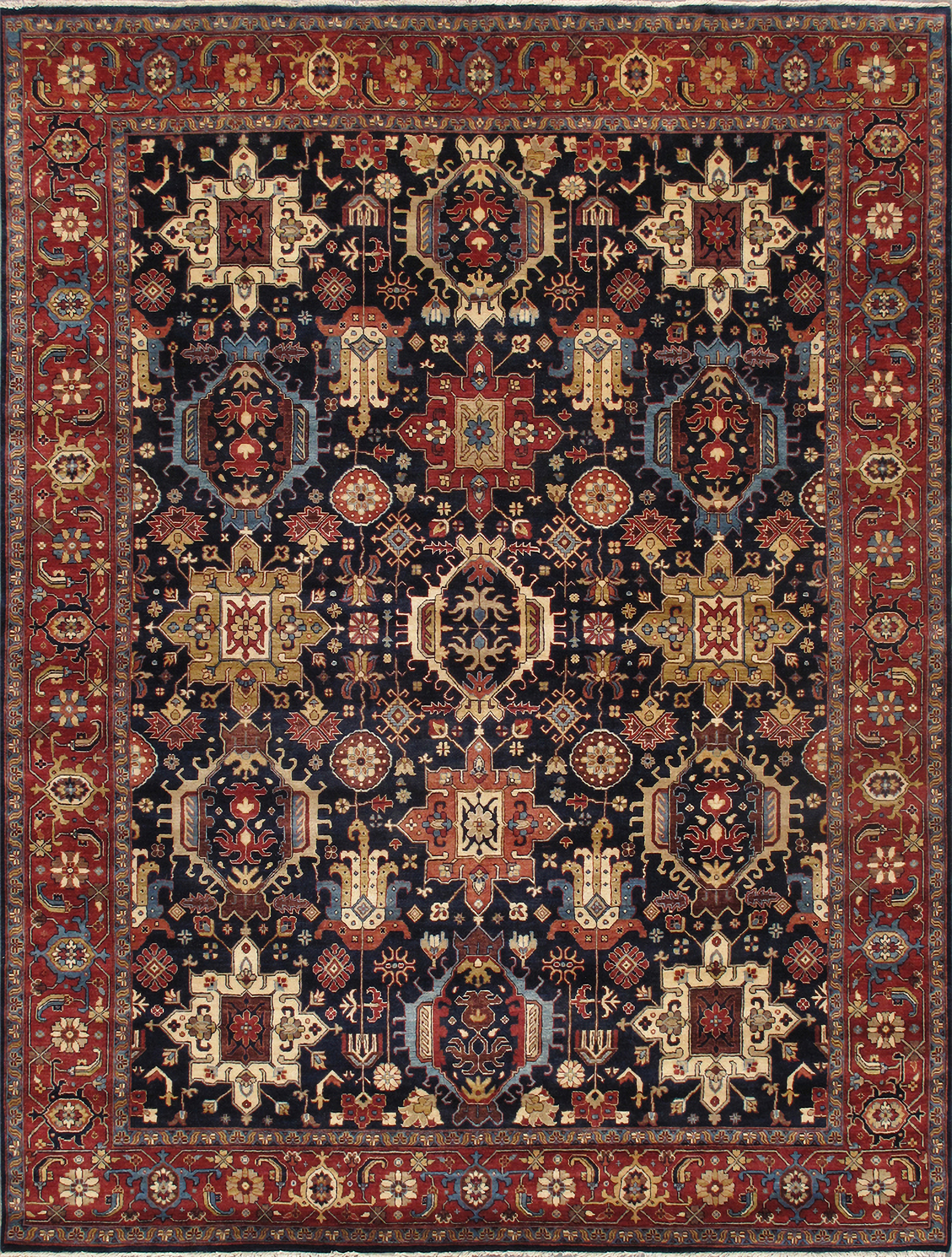Azerbaijan Collection Hand-Knotted Wool Area Rug- 7' 9" x 10' 3" In ...