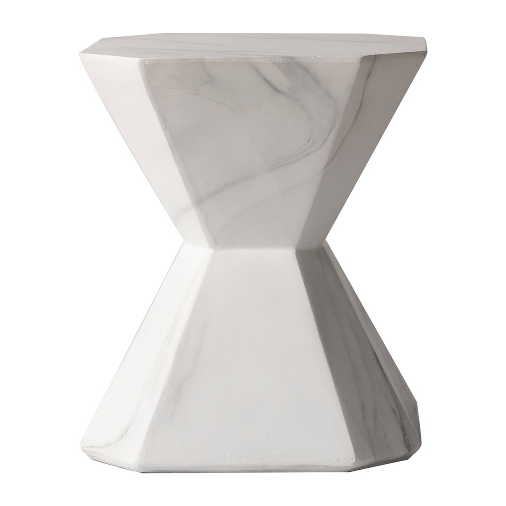 Azure Fiberglass Outdoor Side Table In Marble White by LeisureMod ...