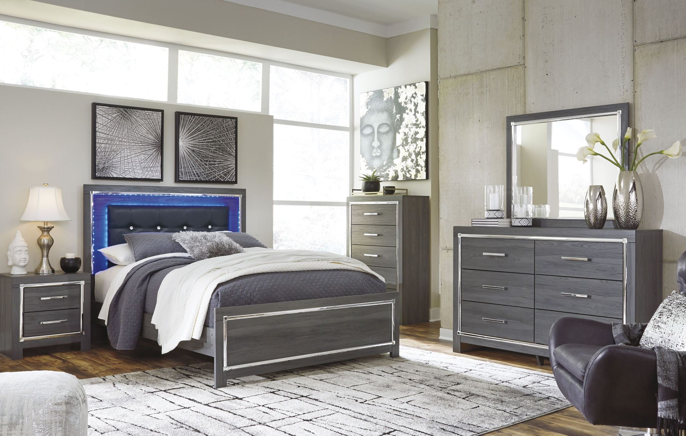 Lodanna Gray Upholstered Panel Bedroom Set by Ashley Furniture ...