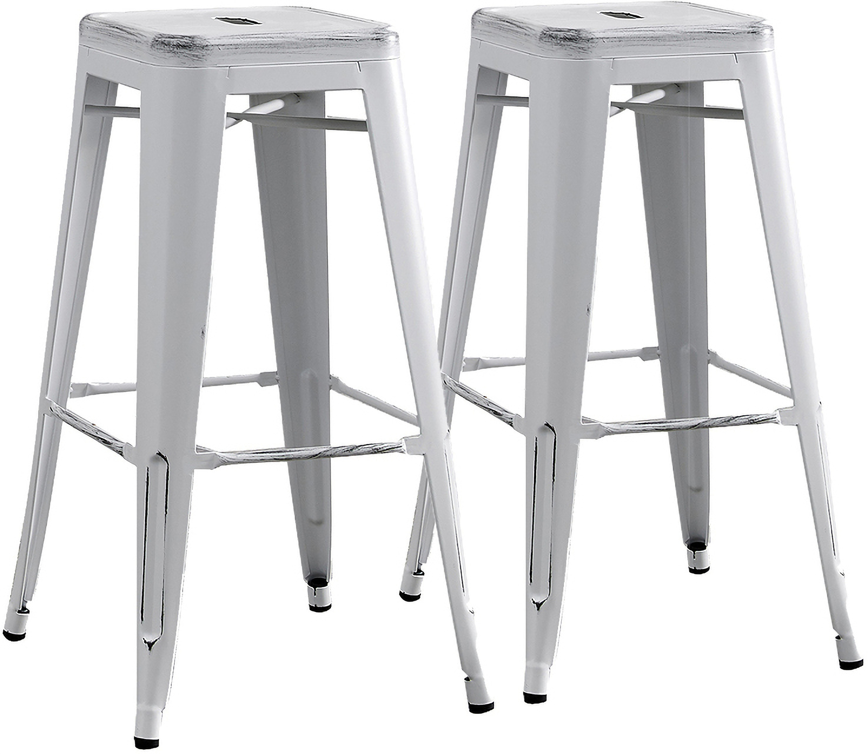 Backless 30 Inch Bar Stools Set of 2 In Distressed White by AC Pacific ...