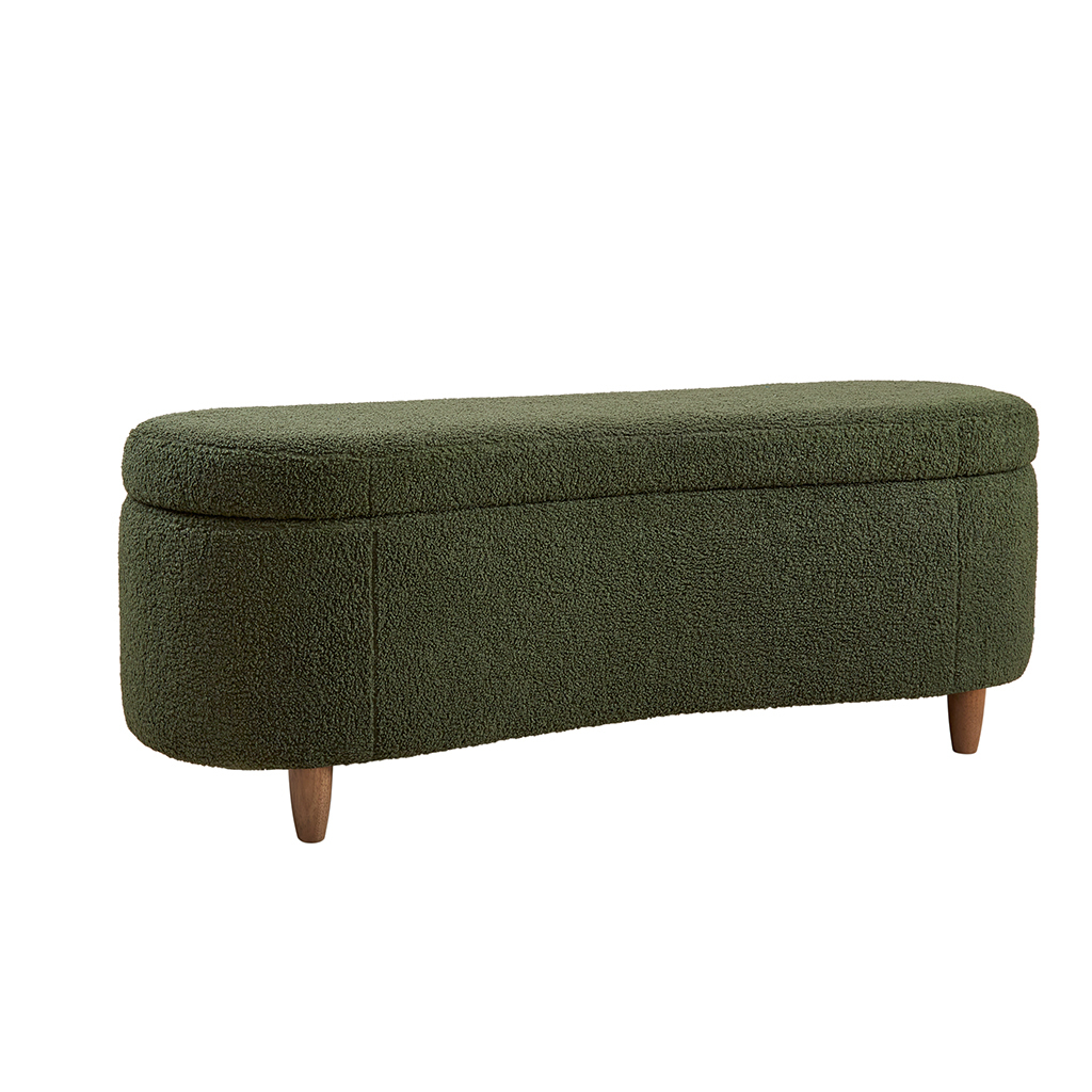 Bailey Boucle Flip Top Storage Bench In Green by Olliix | 1StopBedrooms