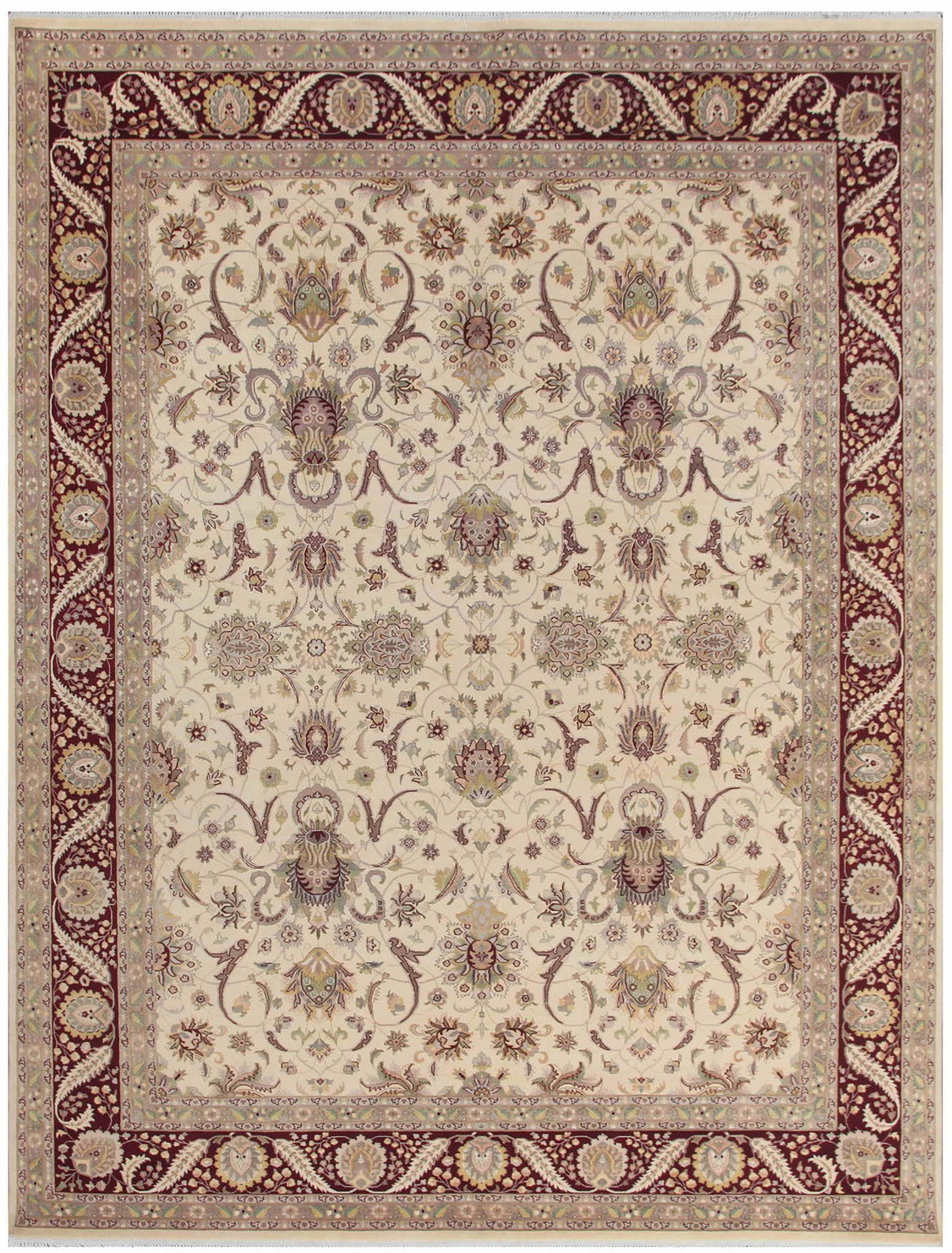 Baku Collection Hand-Knotted Lambs Wool Area Rug - 9' 1" x 12' 2" In ...