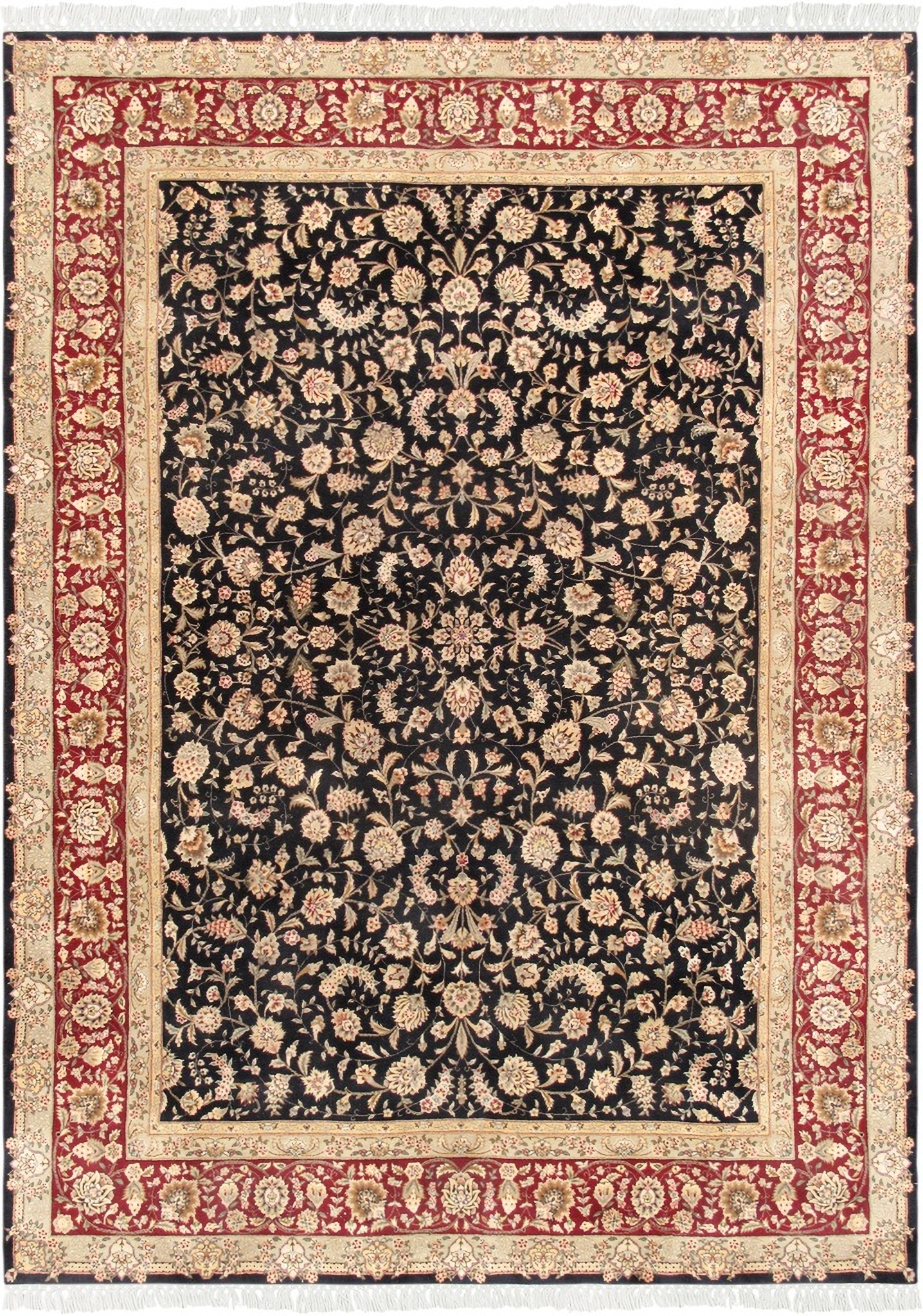 Baku Collection Hand-Knotted Silk and Wool Area Rug- 9' x 12' In Red ...