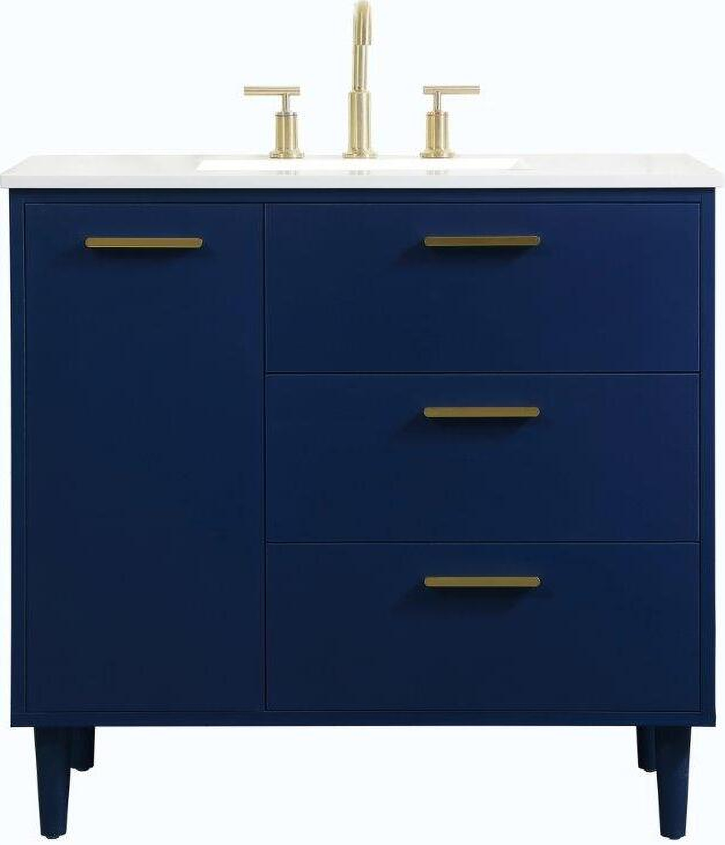 Baldwin 36 Inch Bathroom Vanity In Blue by Elegant Lighting | 1StopBedrooms