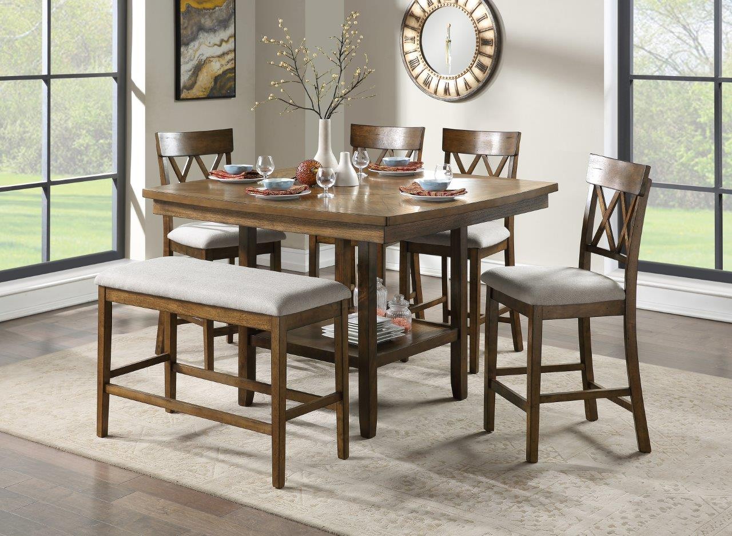 Balin Light Oak Counter Height Dining Room Set by Homelegance ...