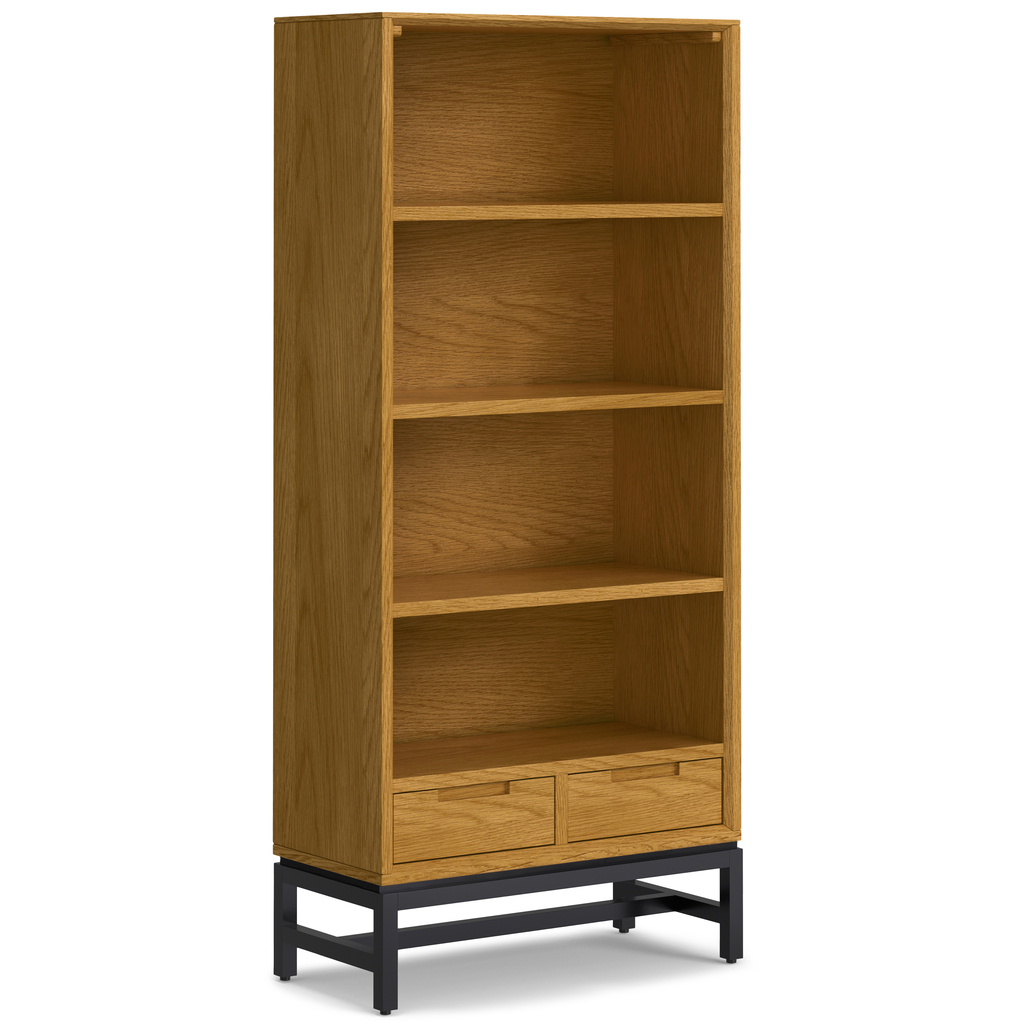 Banting Solid Wood Mid Century Bookcase In Oak Veneer by Simpli Home ...