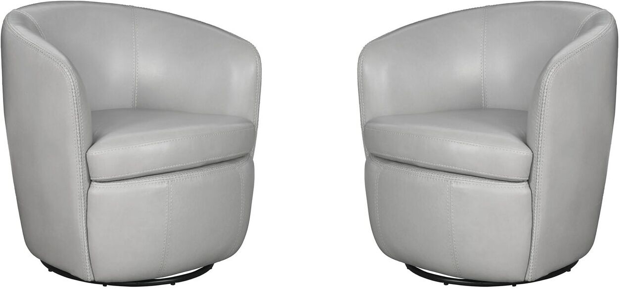 Barolo Italian Leather Swivel Club Chair Set of 2 In Steamboat Ice by ...