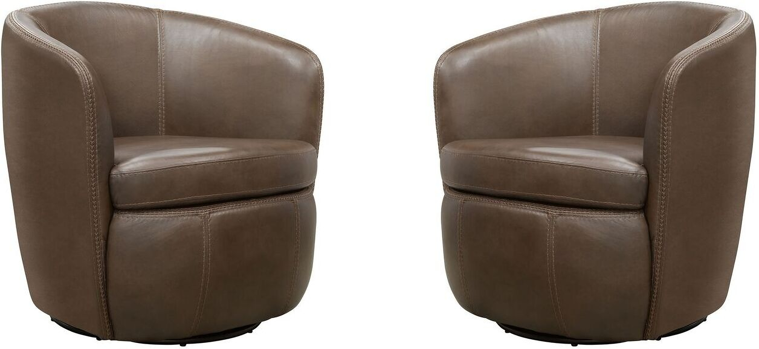 Barolo Italian Leather Swivel Club Chair Set of 2 In Vintage Brown by ... Barolo Italian Leather Swivel Club Chair Set of 2 In Vintage Brown by ...