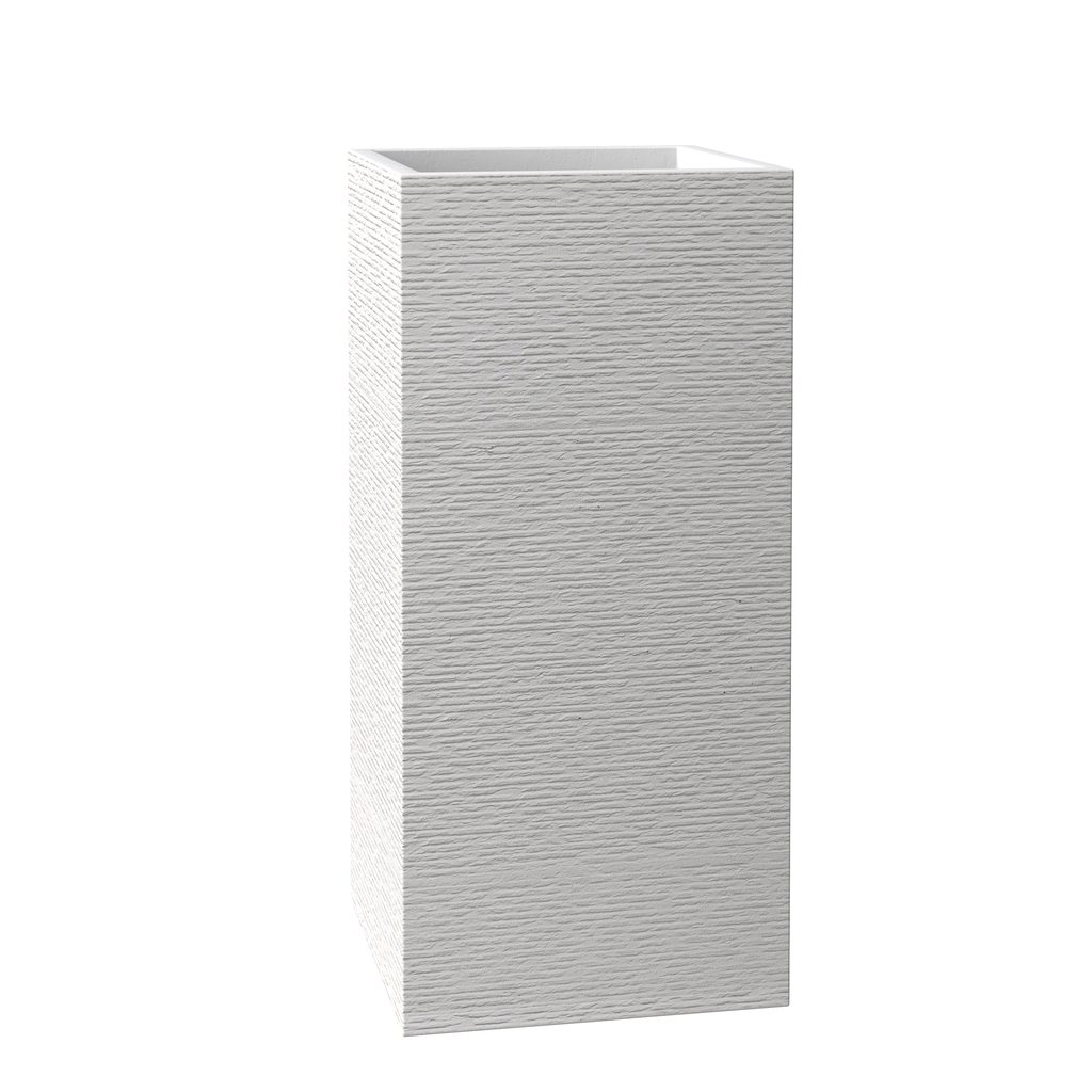 Basalt Poly Stone 11 Inch Square Planter In White by LeisureMod ...