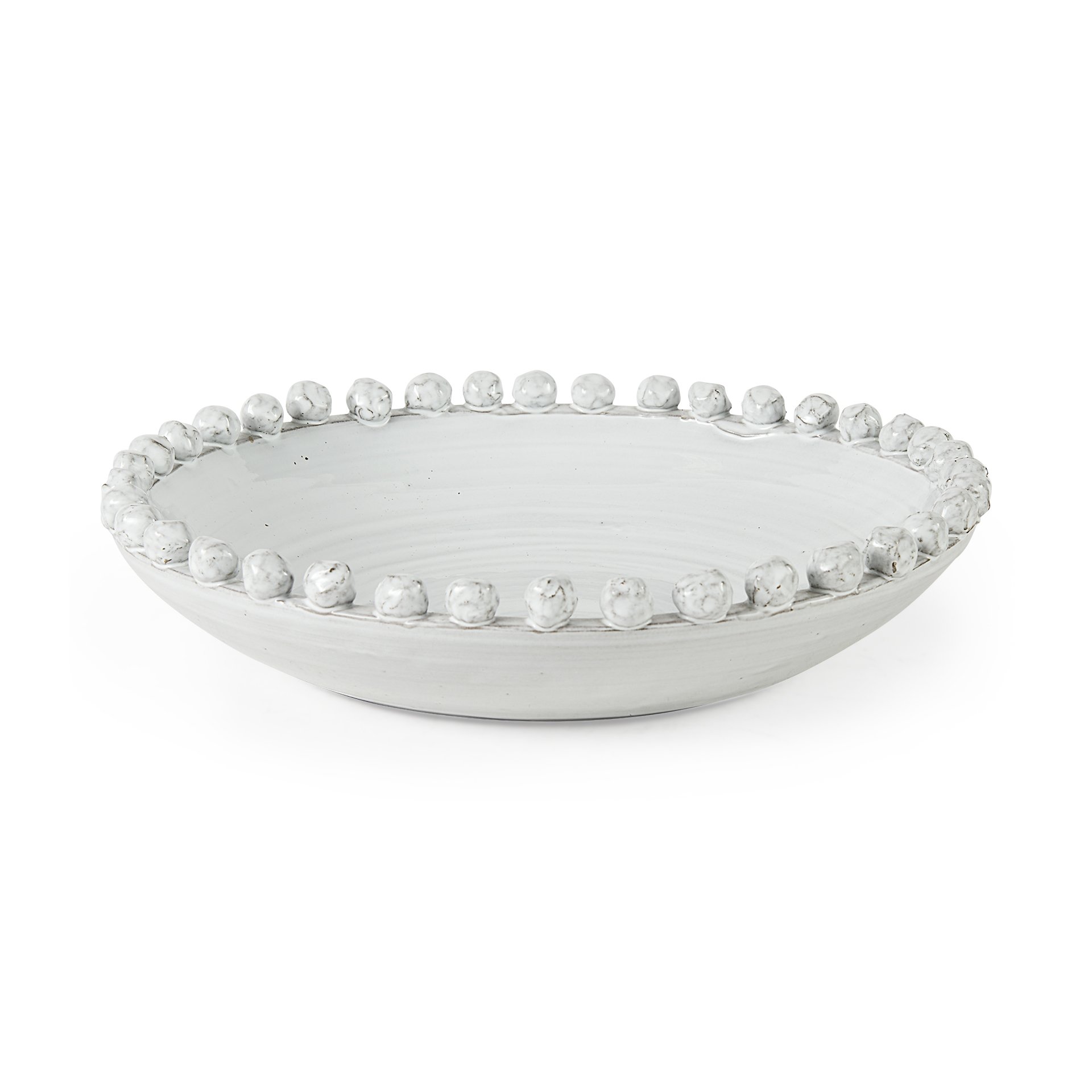 Basin 16 Inch Glazed Round Decorative Bowl In Off White by Mercana ...