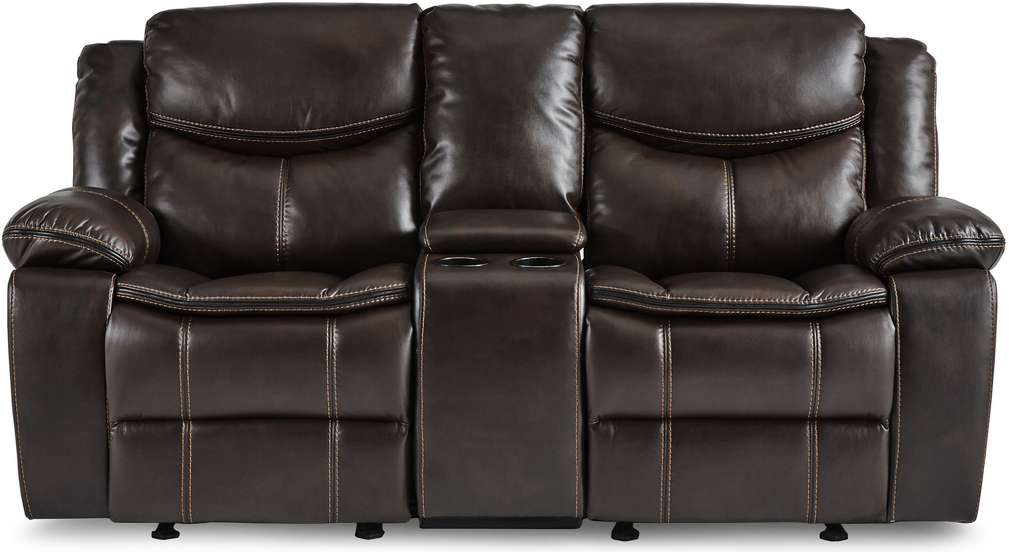 Bastrop Brown Leather Reclining Console Loveseat by Homelegance ...