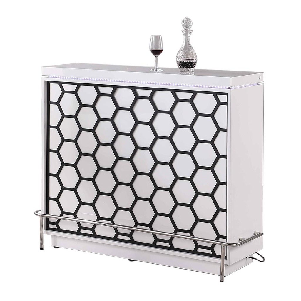 Baxter Home Bar with Honeycomb Accent and Storage In Gloss White and ...