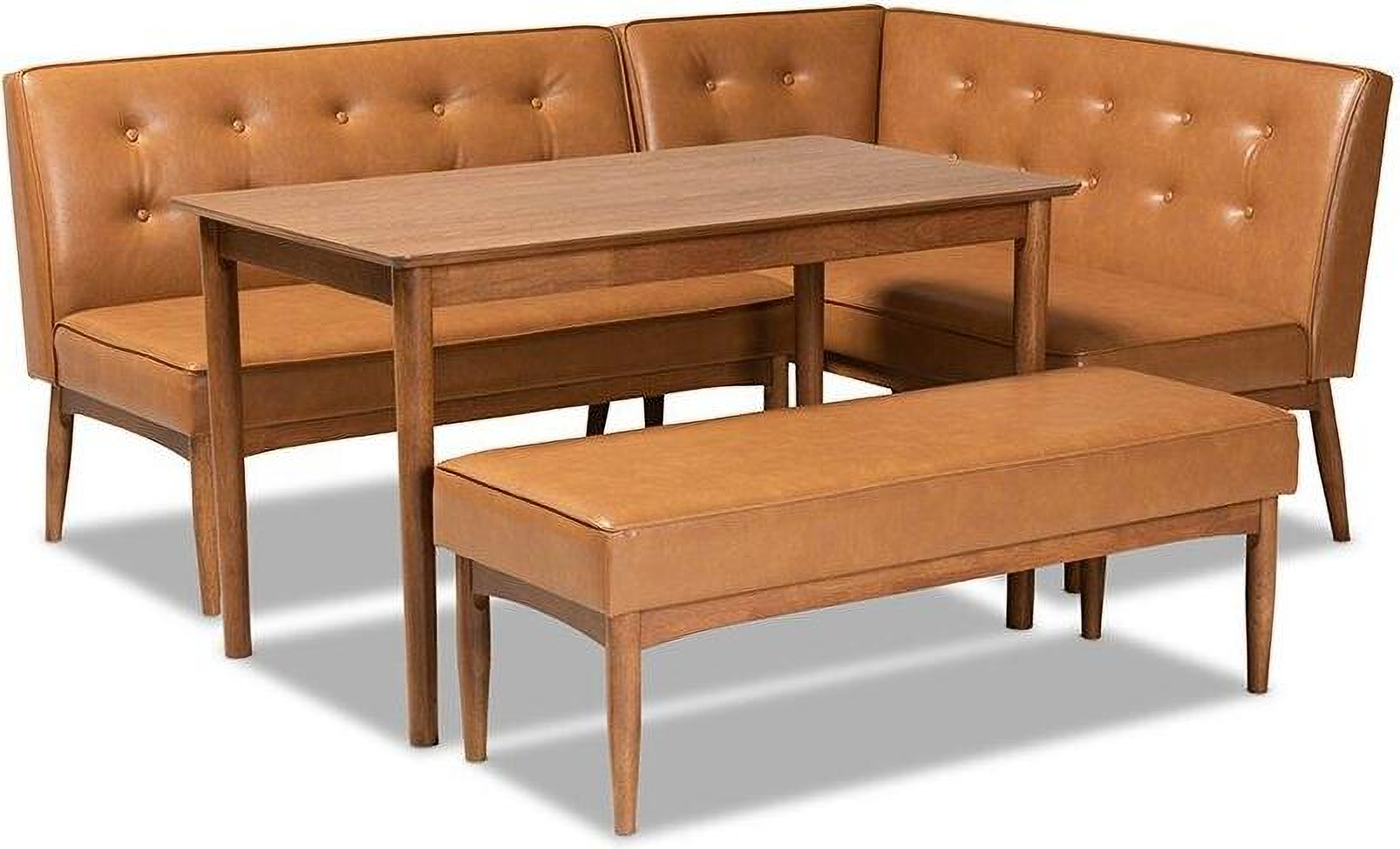 Baxton Studio Arvid Mid-Century Modern Tan Faux Leather Upholstered and ...