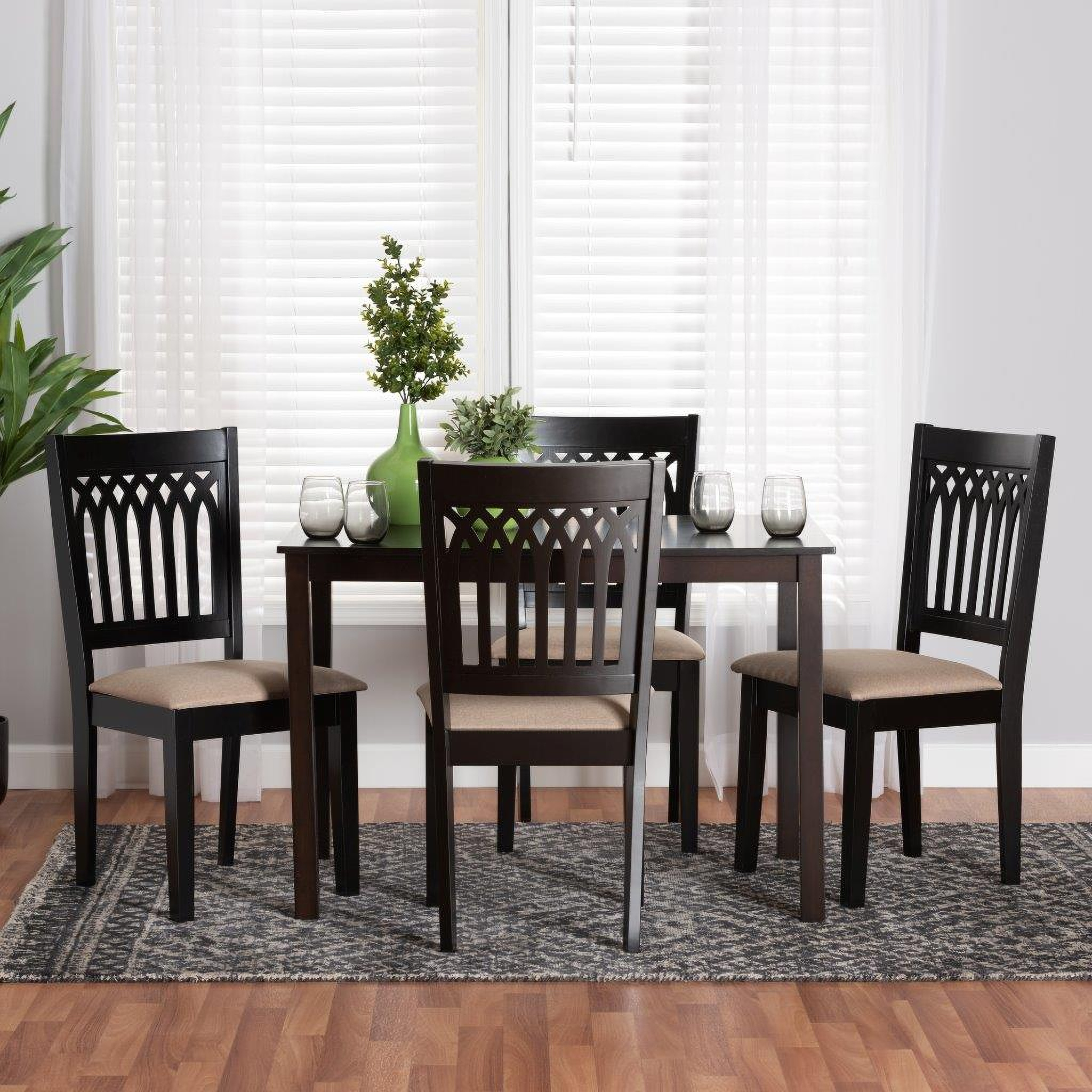 Baxton Studio Genesis Modern Beige Fabric and Dark Brown Finished Wood ...