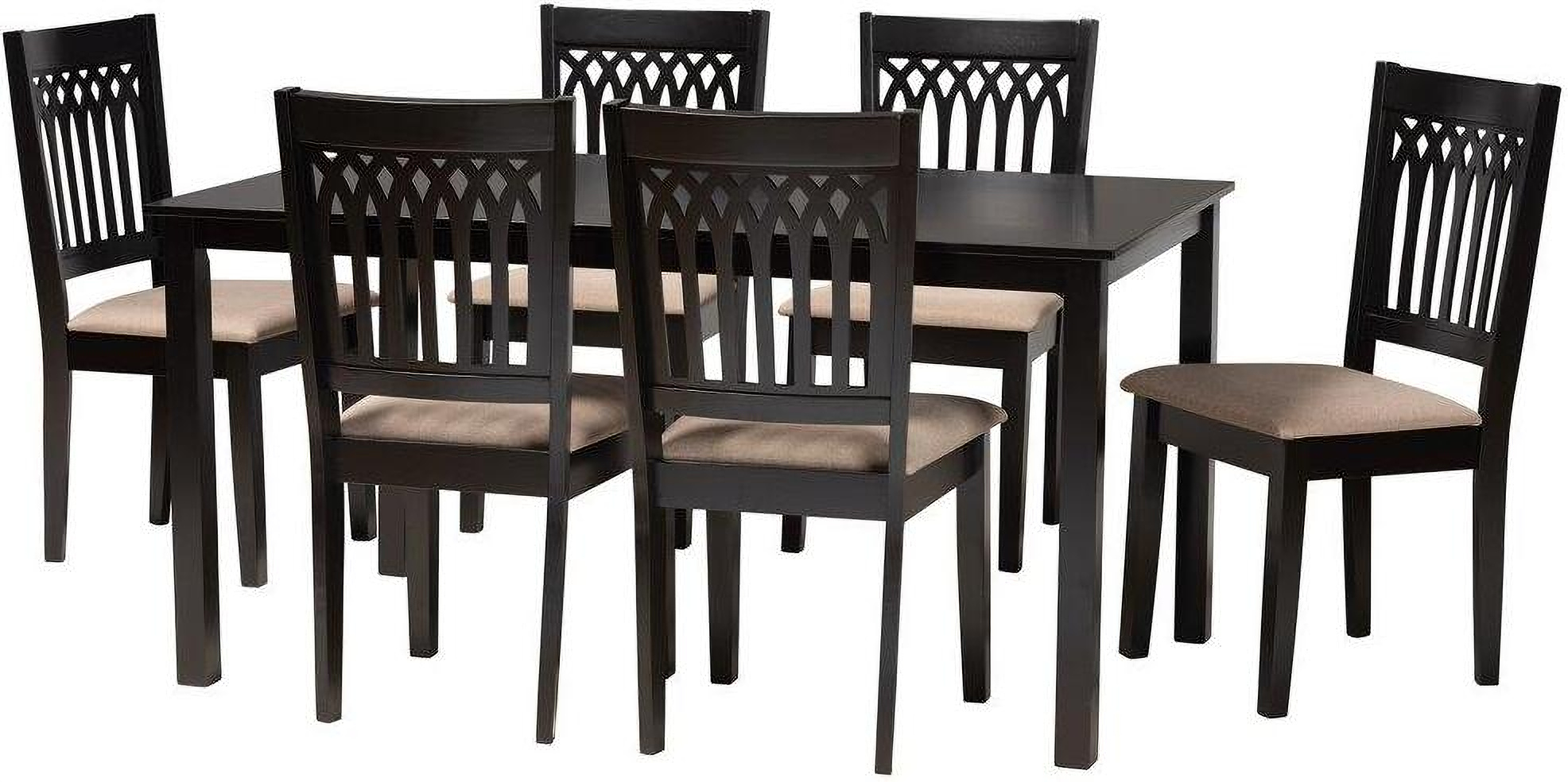 Baxton Studio Genesis Modern Beige Fabric and Dark Brown Finished Wood ...