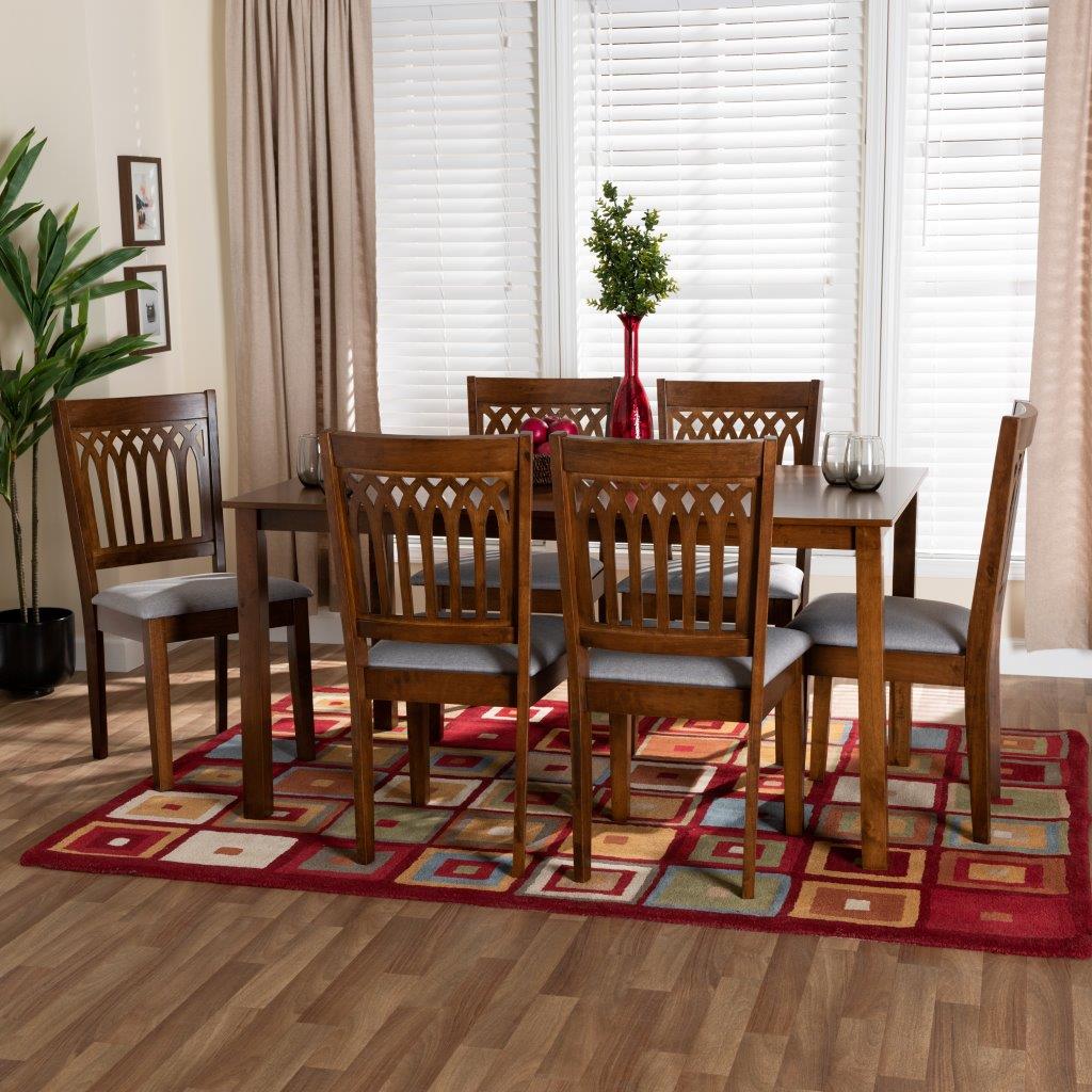 Baxton Studio Genesis Modern Grey Fabric and Walnut Brown Finished Wood ...
