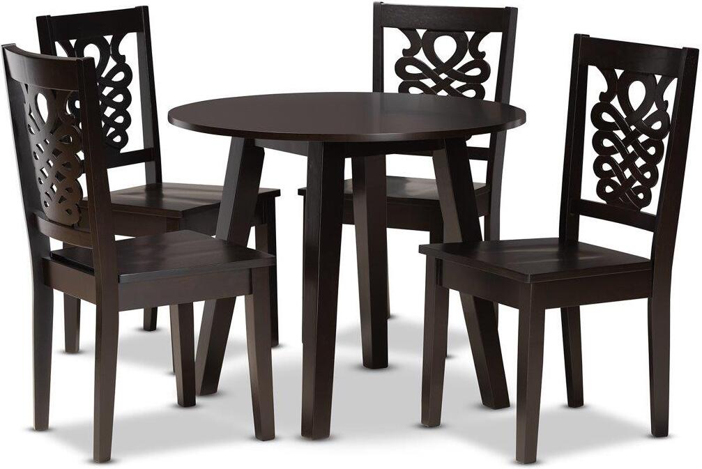 Baxton Studio Mina Modern And Contemporary Transitional Dark Brown Finished Wood 5 Piece Dining ...