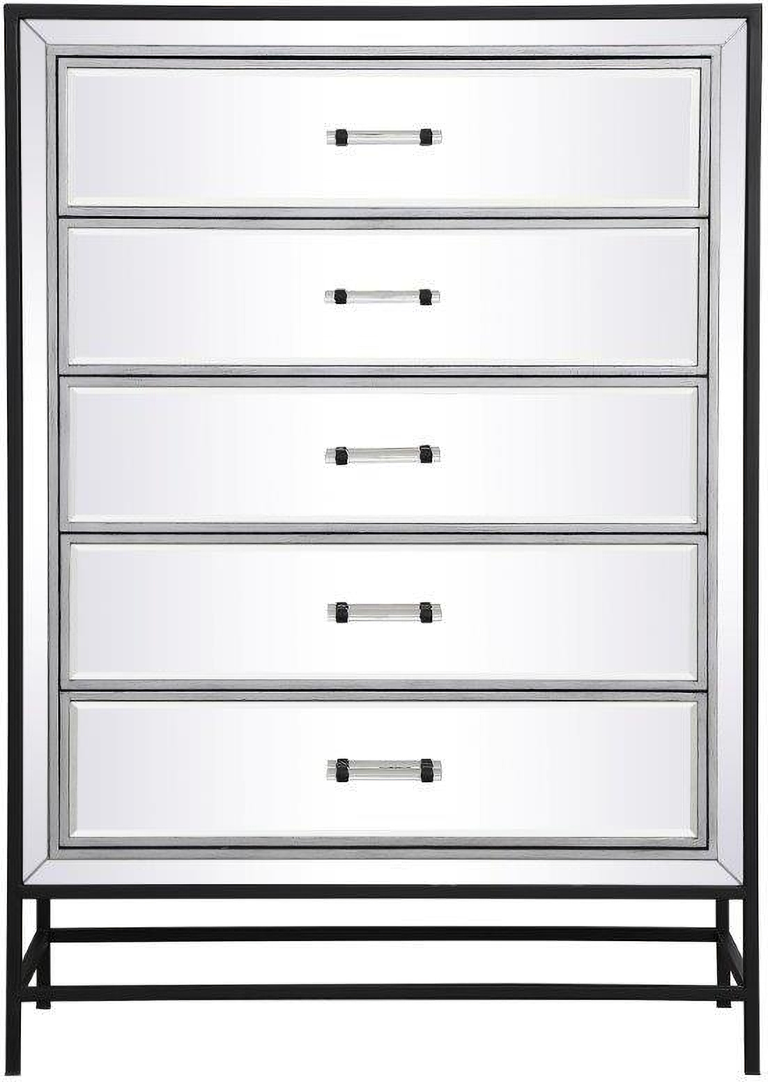Beau 48 Inch Mirrored 6 Drawers Chest In Black by Elegant Lighting ...