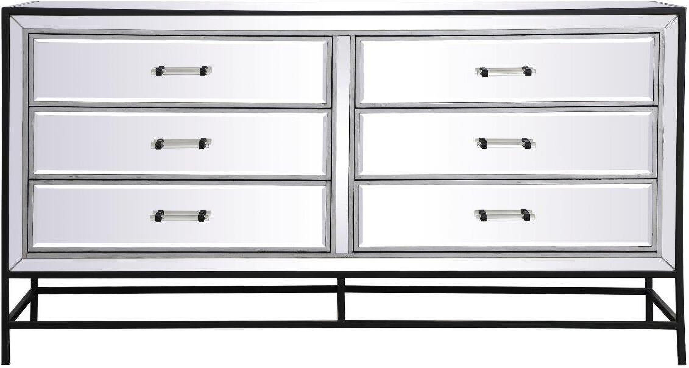 Beau 60 Inch Mirrored 6 Drawers Chest In Black by Elegant Lighting ...