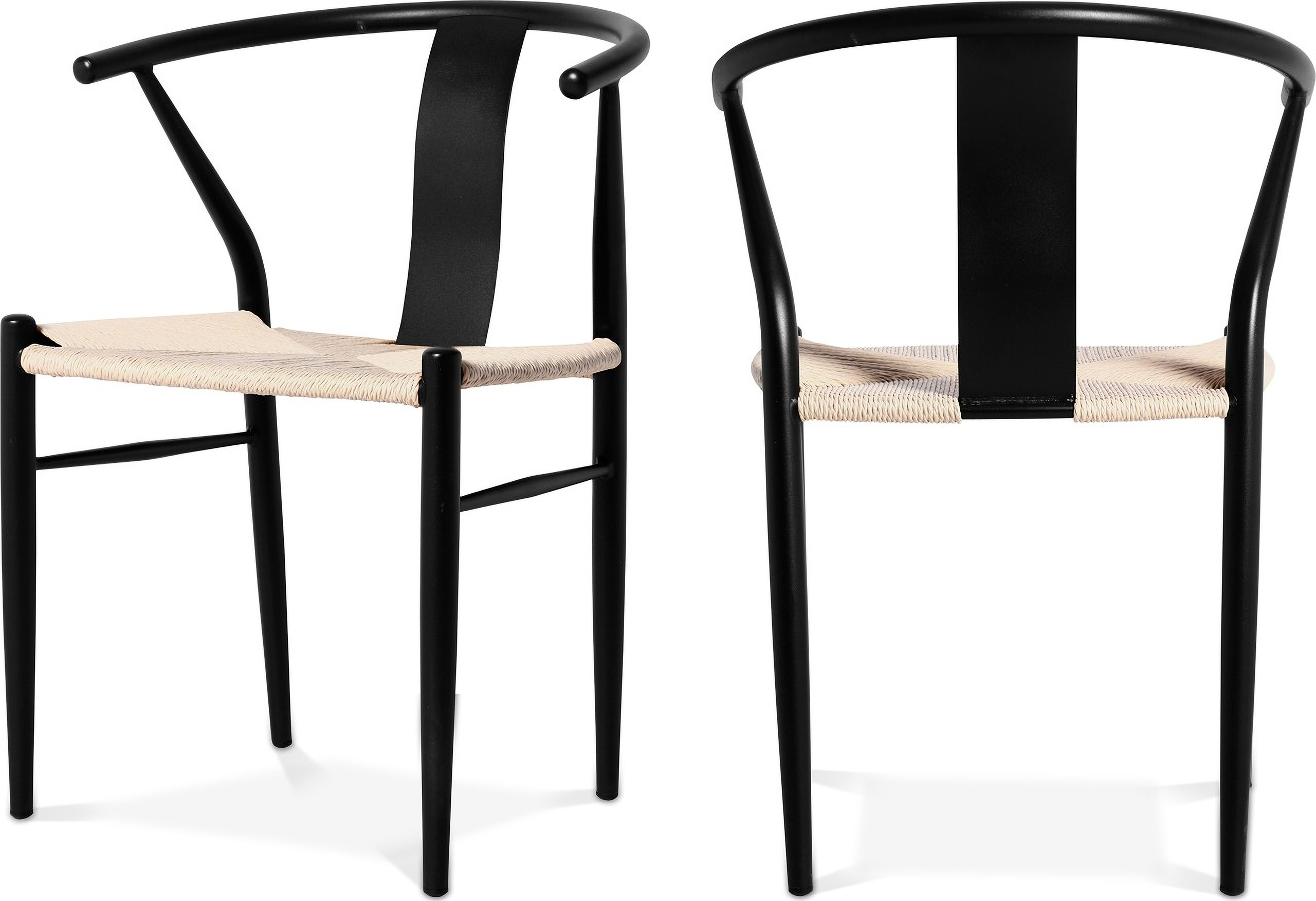 Beck Beige Hand Woven Rope Dining Chair Set of 2 In Black by Meridian ...