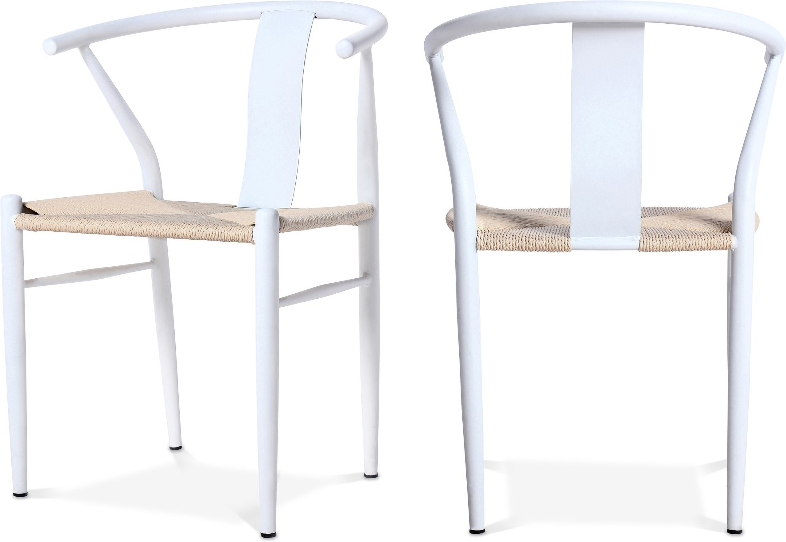 Beck Beige Hand Woven Rope Dining Chair Set of 2 In White by Meridian ...