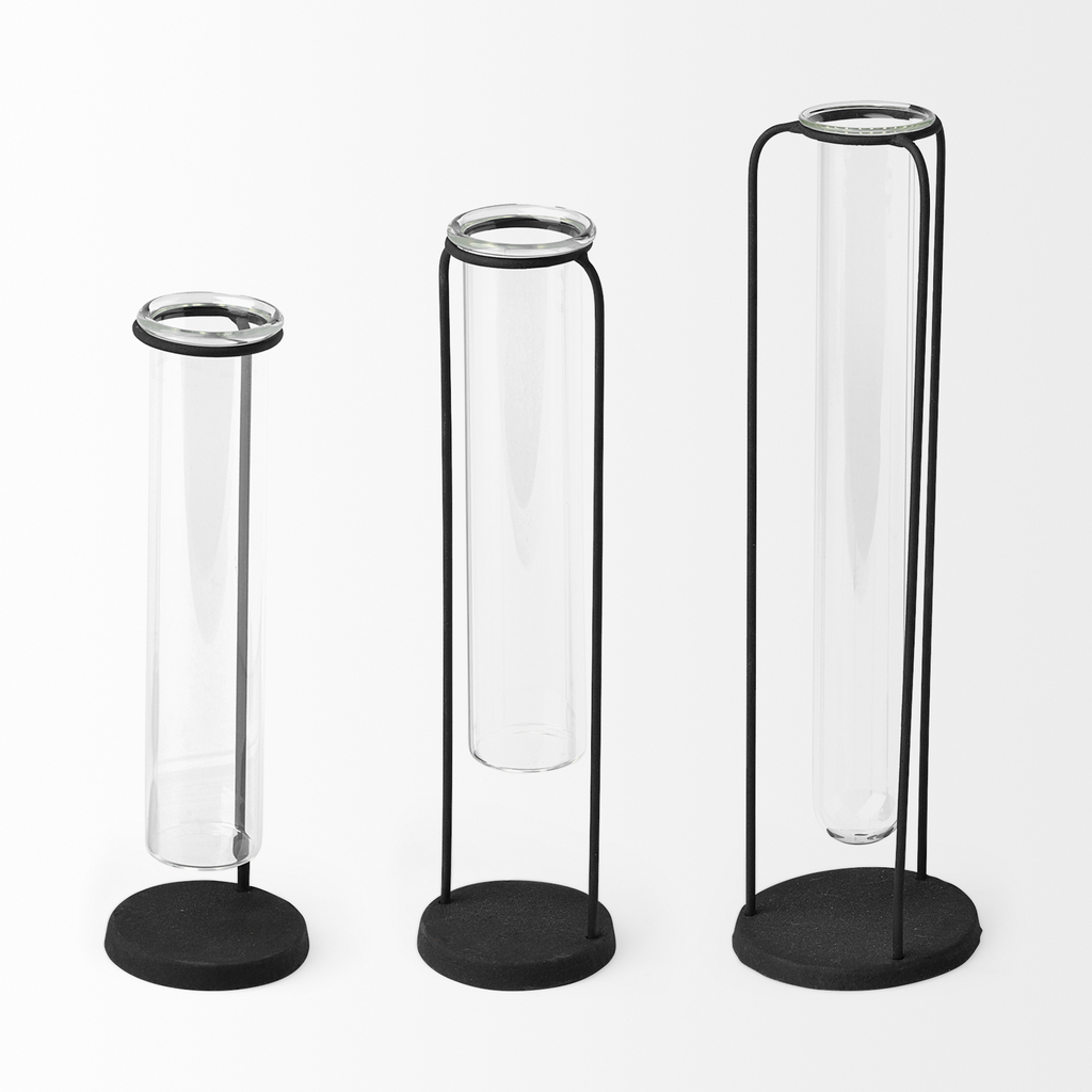Beeker Metal Test Tube Style Vases Set of 3 In Black by Mercana ...