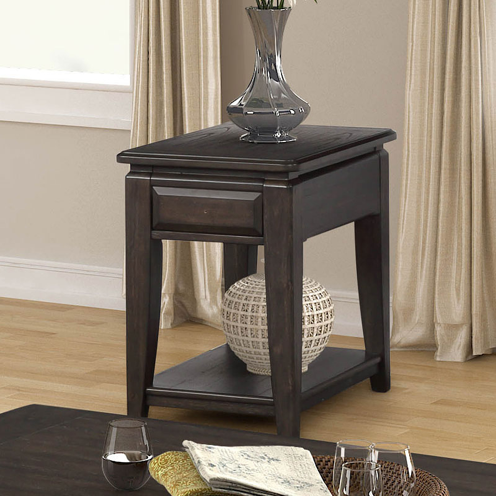 Bellamy Lane Chairside Table In Elm by Bernell | 1StopBedrooms