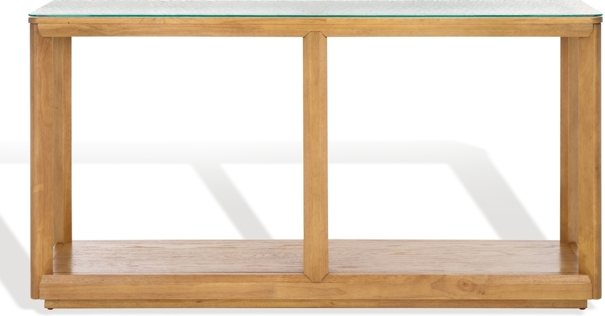 Benecarlo Glass Top Console Table In Clear and Natural by Safavieh Couture | 1StopBedrooms
