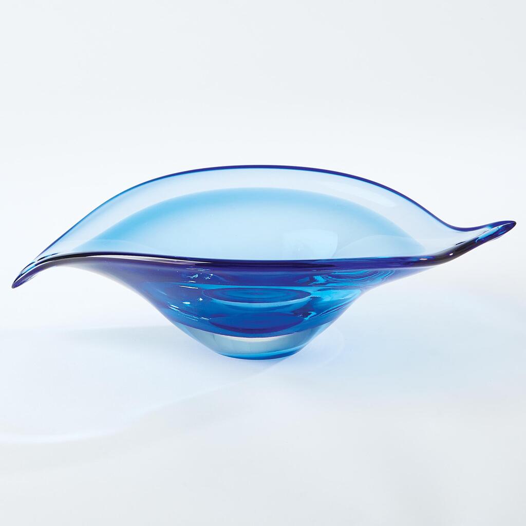 Bent Large Leaf Bowl In Blue by Global Views | 1StopBedrooms