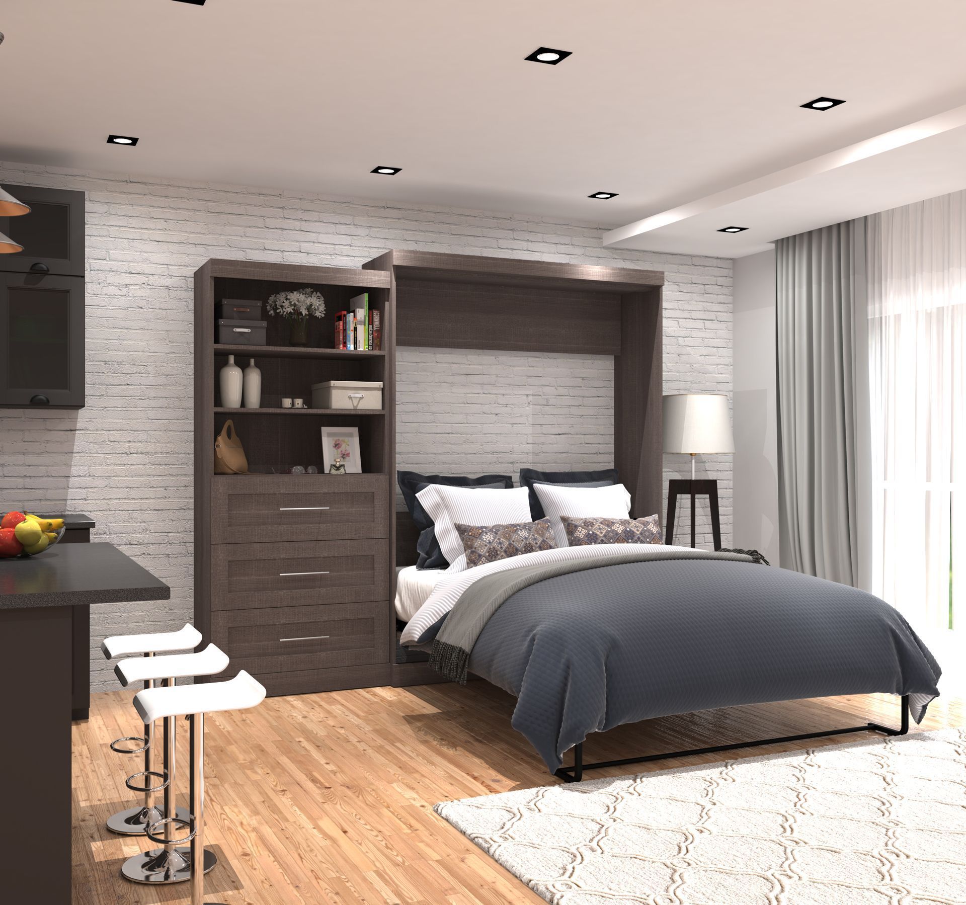 Pur By Bark Gray 101" Queen Wall Bed Kit by Bestar | 1StopBedrooms