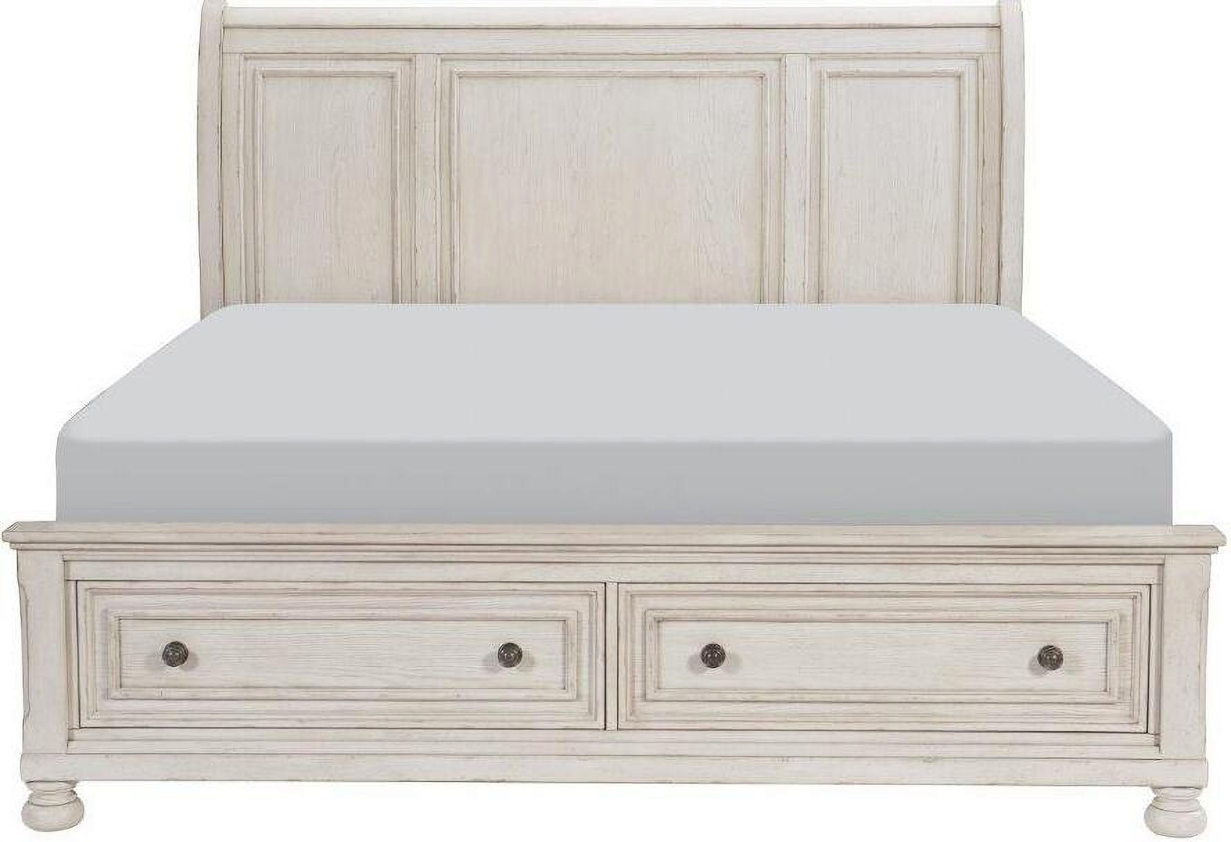 Bethel Wire Brushed White Queen Storage Sleigh Platform Bed by ...