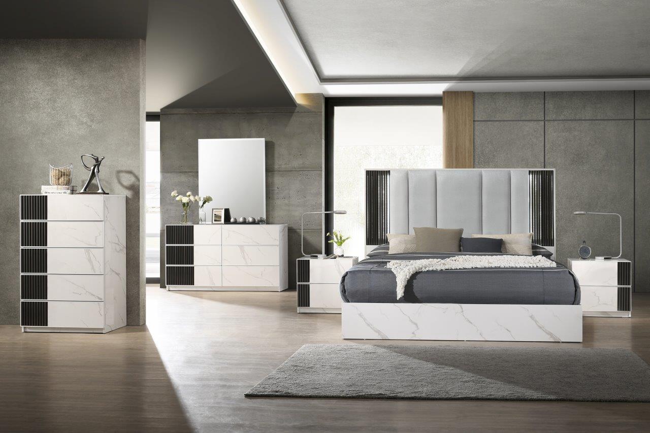 Bianca Queen Bed In White and Grey by J&M | 1StopBedrooms