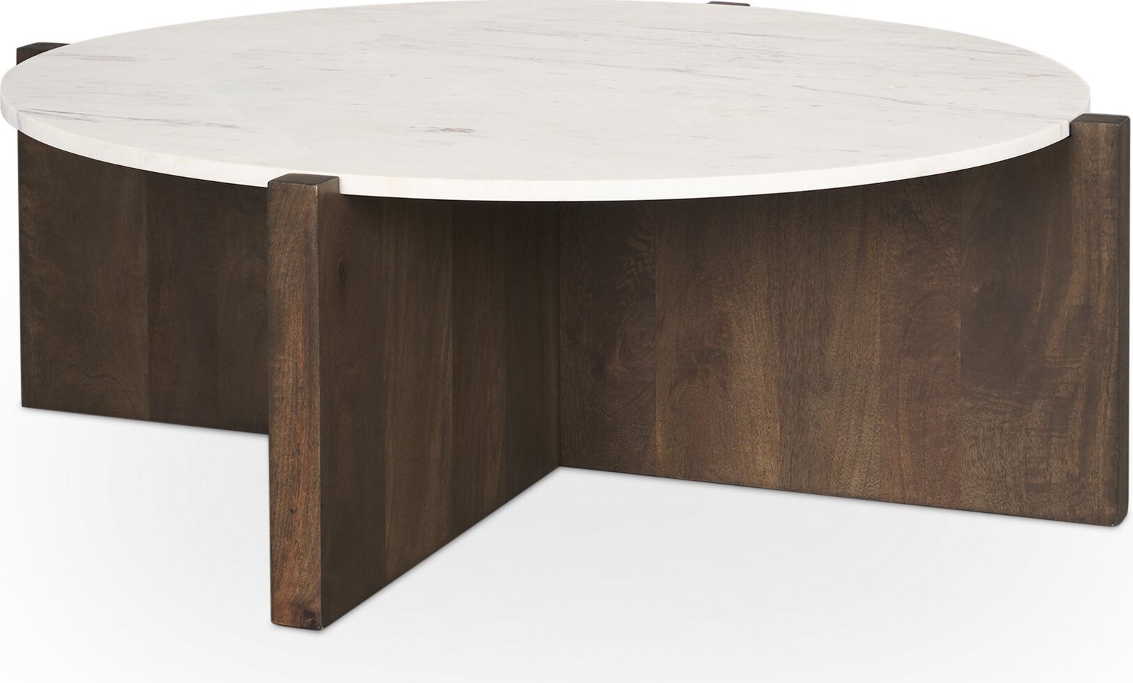 Bianca Wood with Marble Round Top Coffee Table In Dark Brown by Mercana ...