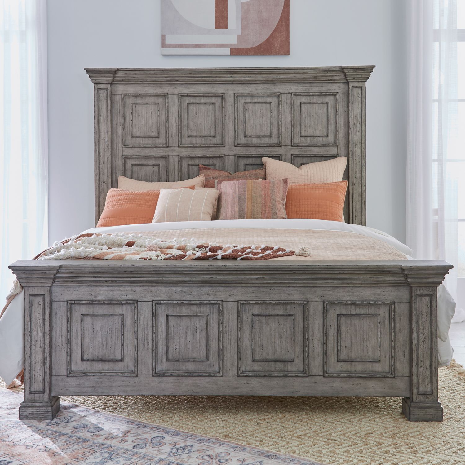 Big Valley California King Panel Bed In Gray by Liberty | 1StopBedrooms
