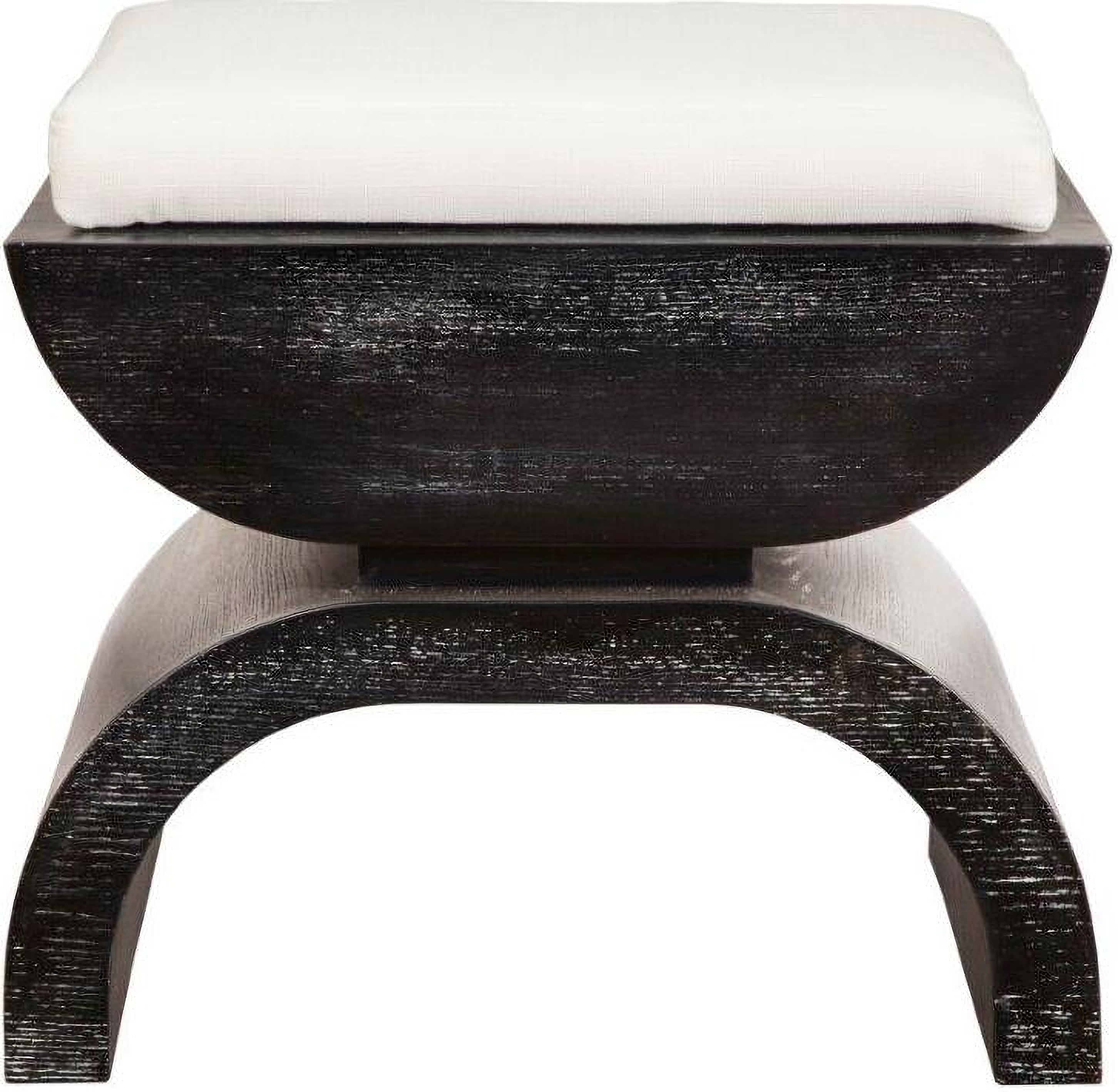 Biggs Black Cerused Oak And White Linen Stool by Worlds Away ...