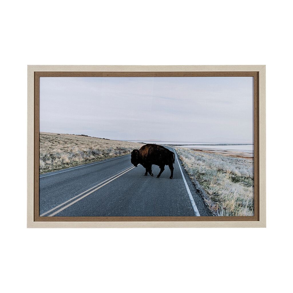 Bison Crossing Framed Series In Brown/Black/White by Mercana ...