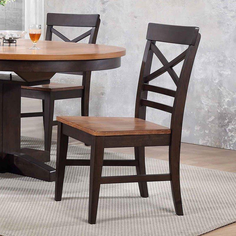 Black Oak X Back Side Chair Set of 2 by ECI | 1StopBedrooms