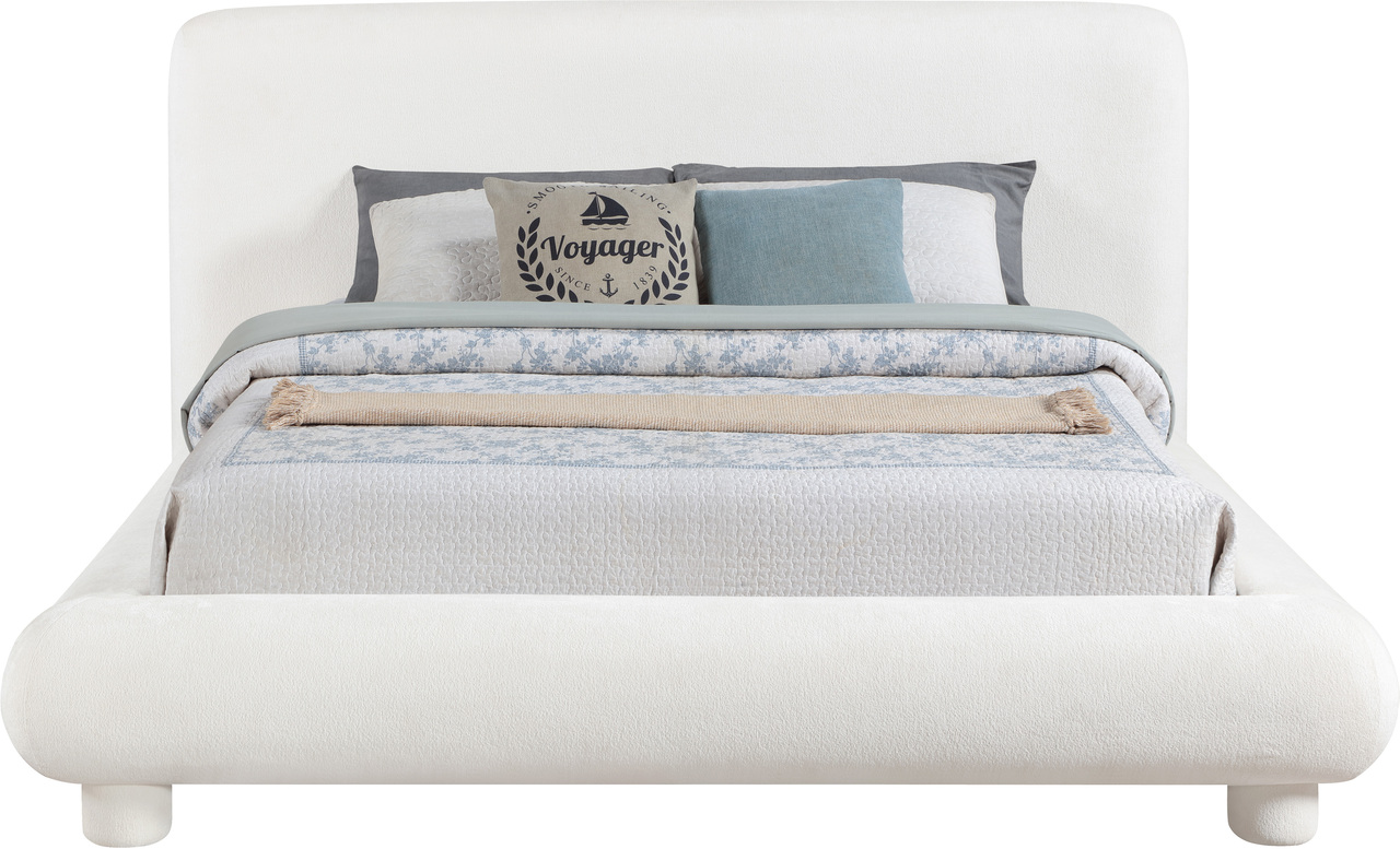 Blair Chenille Fabric Upholstered King Bed In Cream by Meridian ...