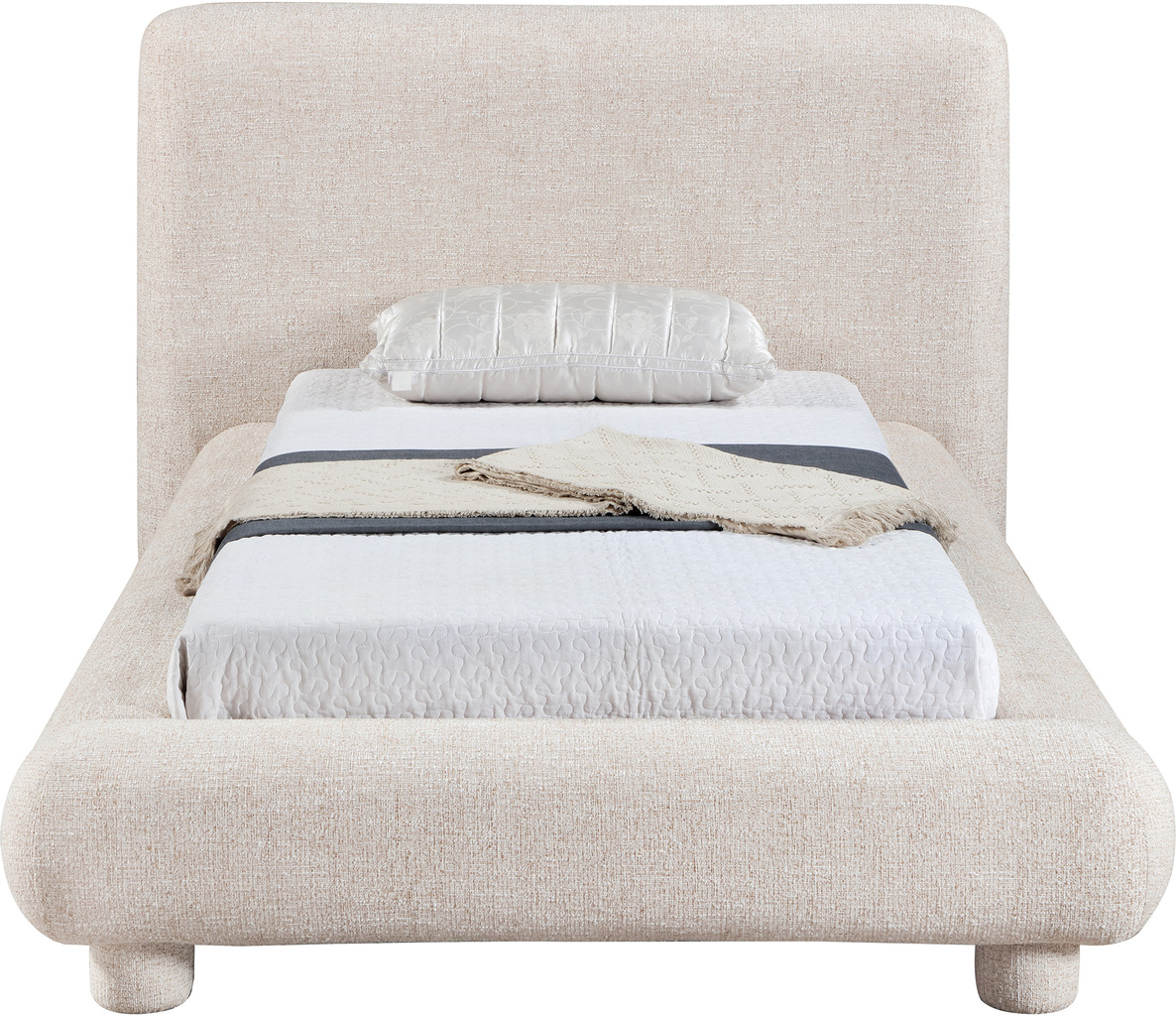 Blair Fabric Upholstered Twin Bed In Beige by Meridian | 1StopBedrooms
