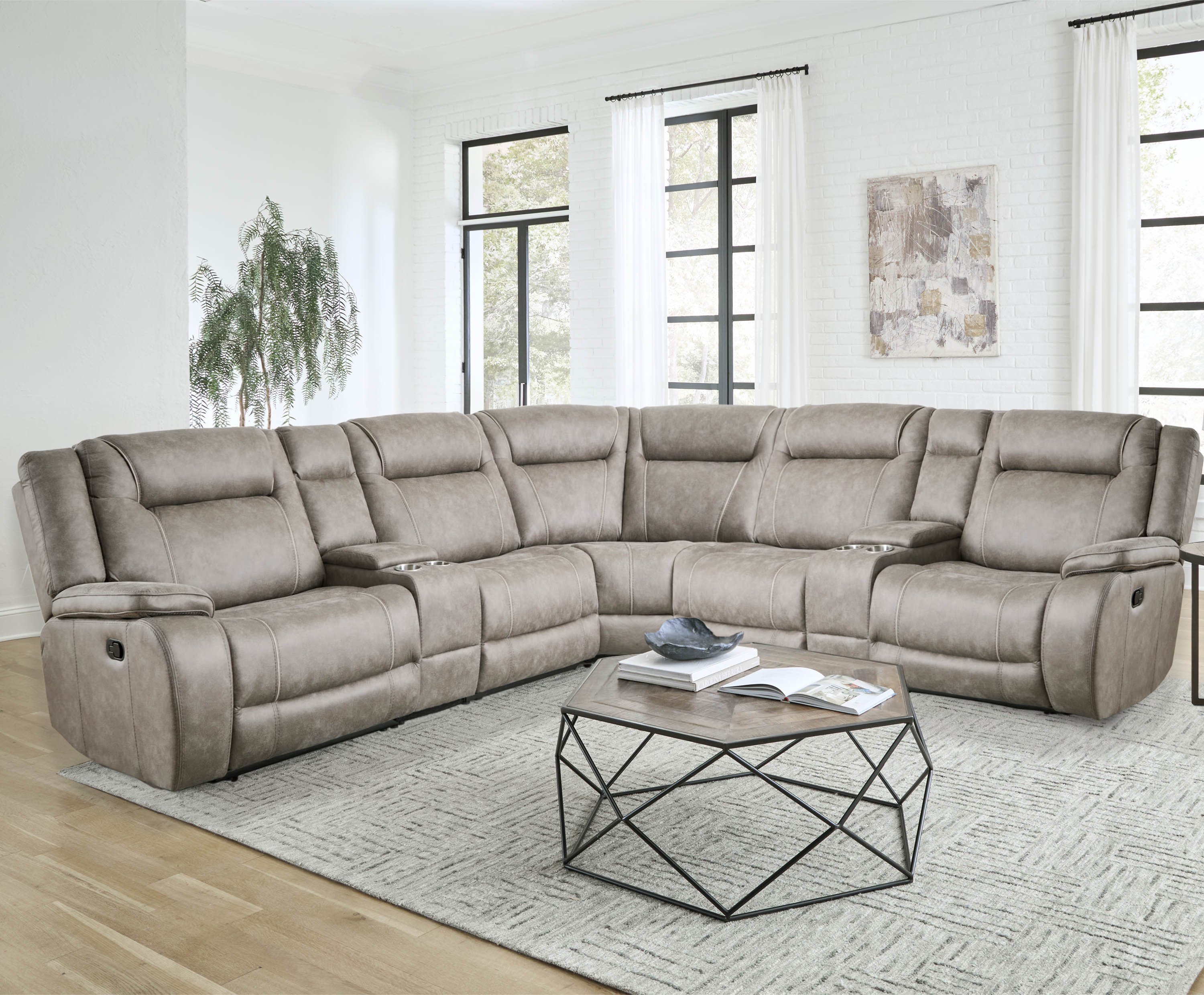 Blake 7 Piece Modular Reclining Sectional with Entertainment Console In ...