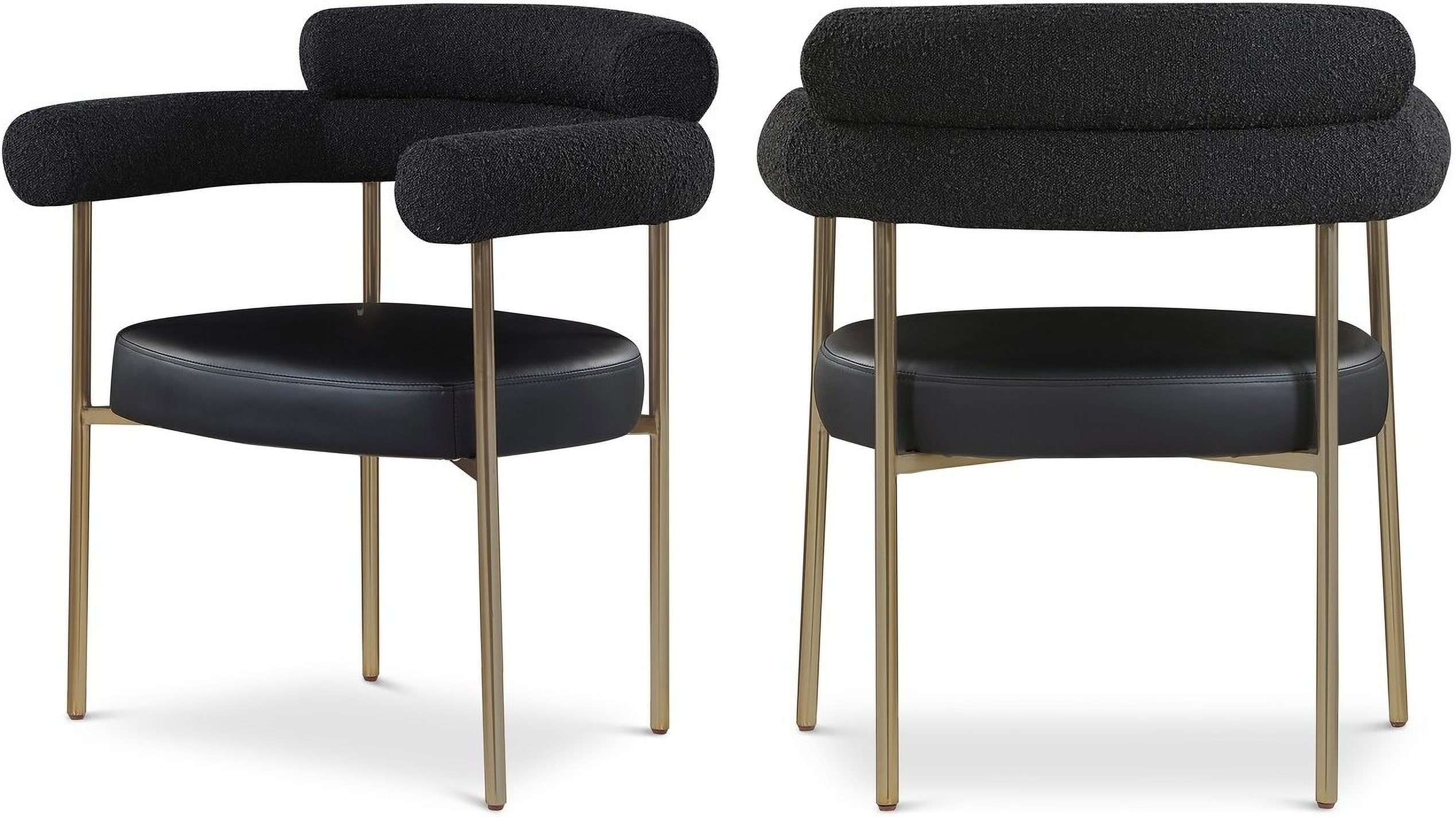 Blake Vegan Leather/Boucle Fabric Dining Chair Set of 2 In Black by ...