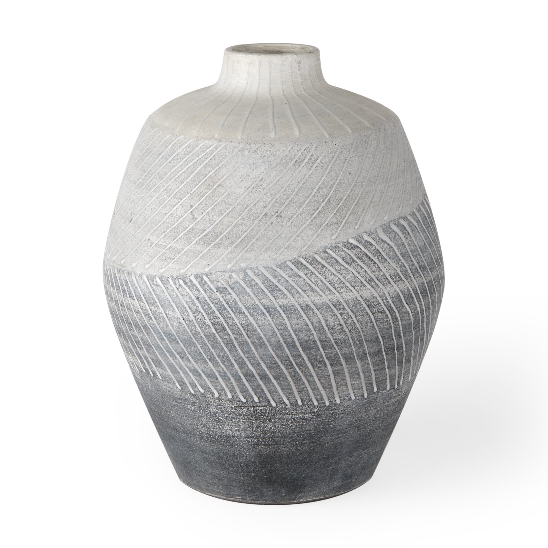 Blume 10 Inch Textured Vase In Off White and Gray by Mercana ...