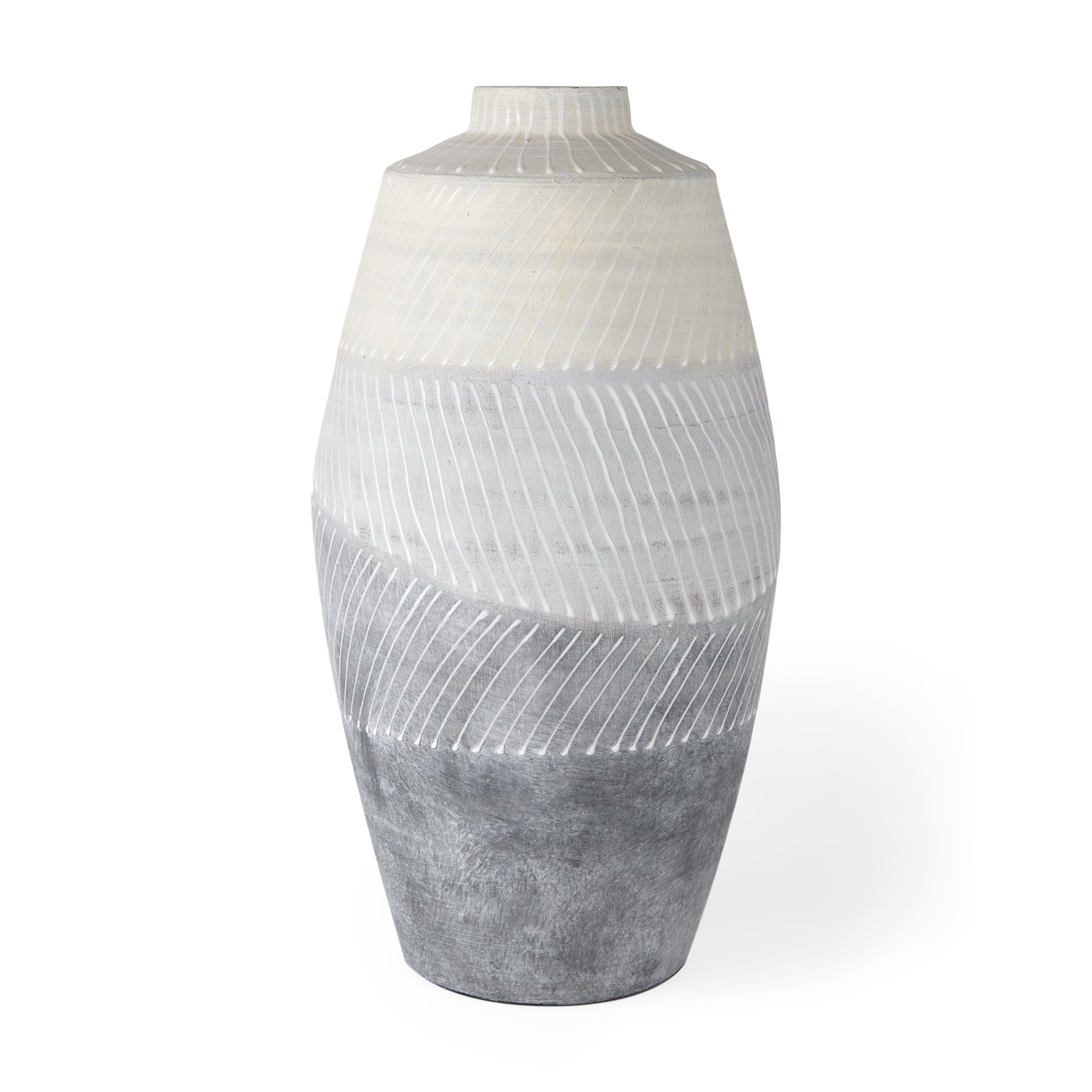 Blume 16.5 Inch Textured Vase In Off White and Gray by Mercana ...