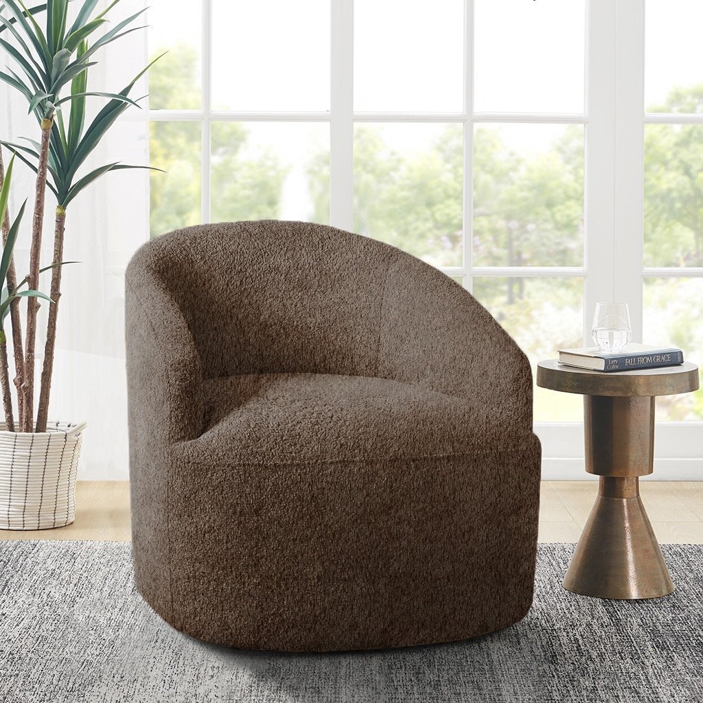 Bonn Upholstered 360 Degree Swivel Chair In Chocolate by Olliix ...