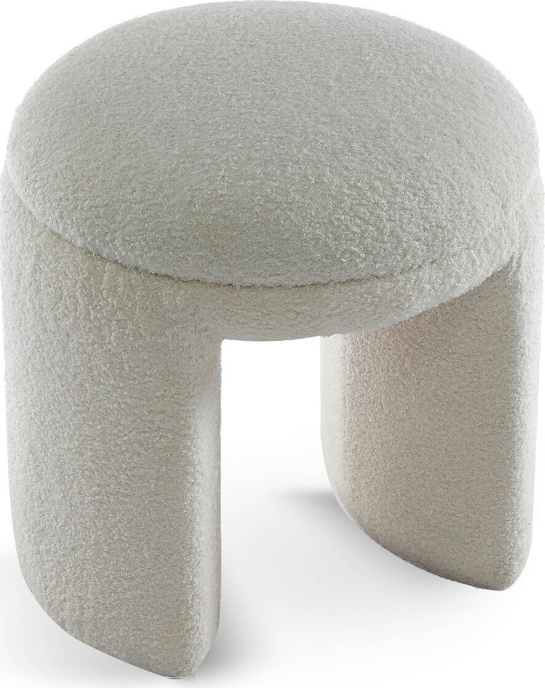 Bowen Faux Shearling Teddy Fabric Ottoman/Stool In Cream by Meridian ...