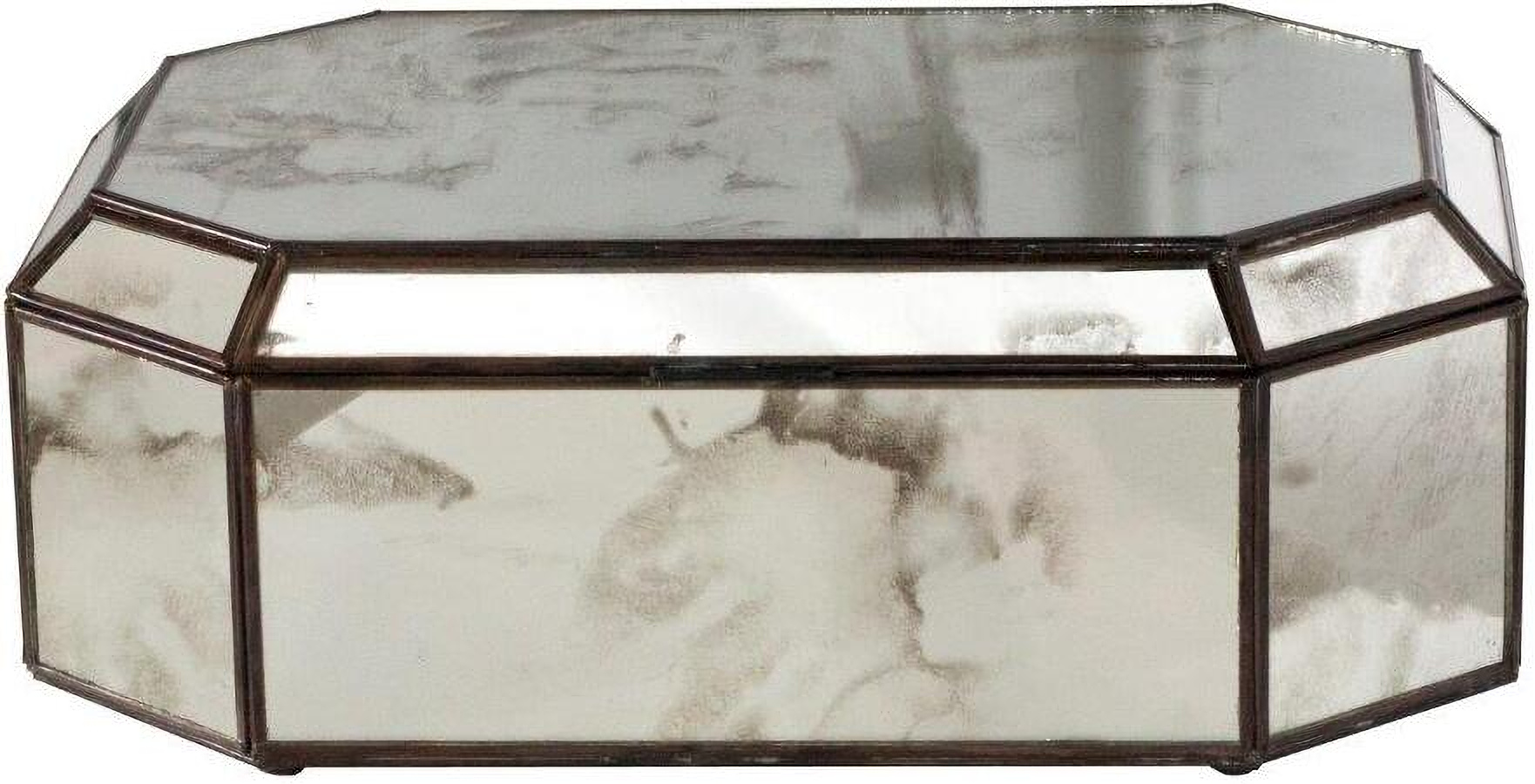 Box Brown Octagonal Antique Mirror Box by Worlds Away | 1StopBedrooms