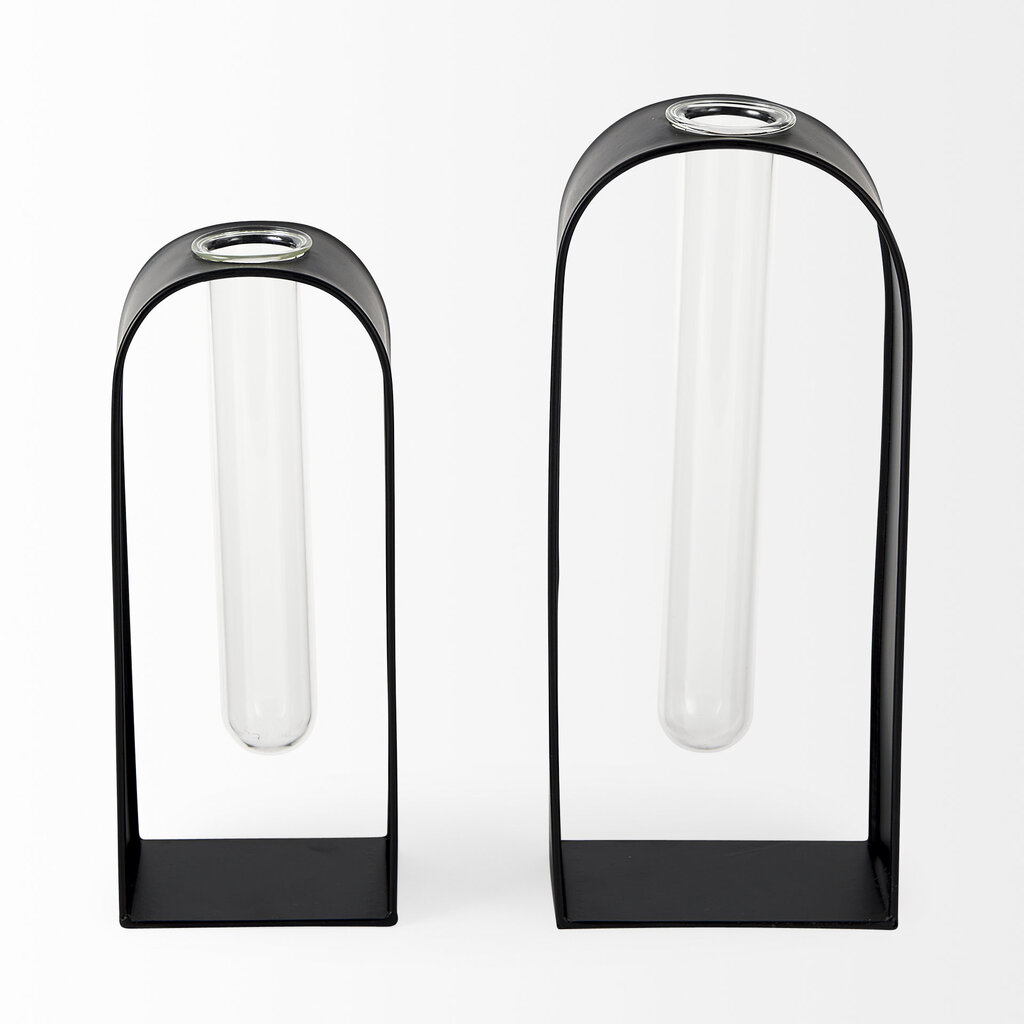 Boyer Metal with Glass Test Tube Decorative Objects Set of 2 In Clear ...